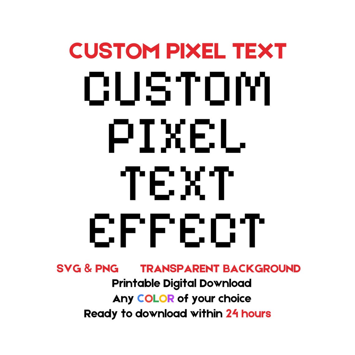 Custom Pixel Text Effect SVG PNG Personalized Message Retro Pixel Art ...