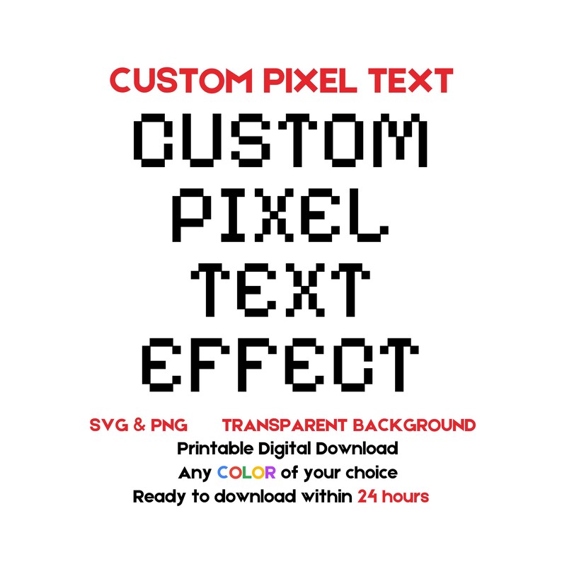Custom Pixel Text Effect: Retro 8-bit Design (PNG, SVG Digital Download ...