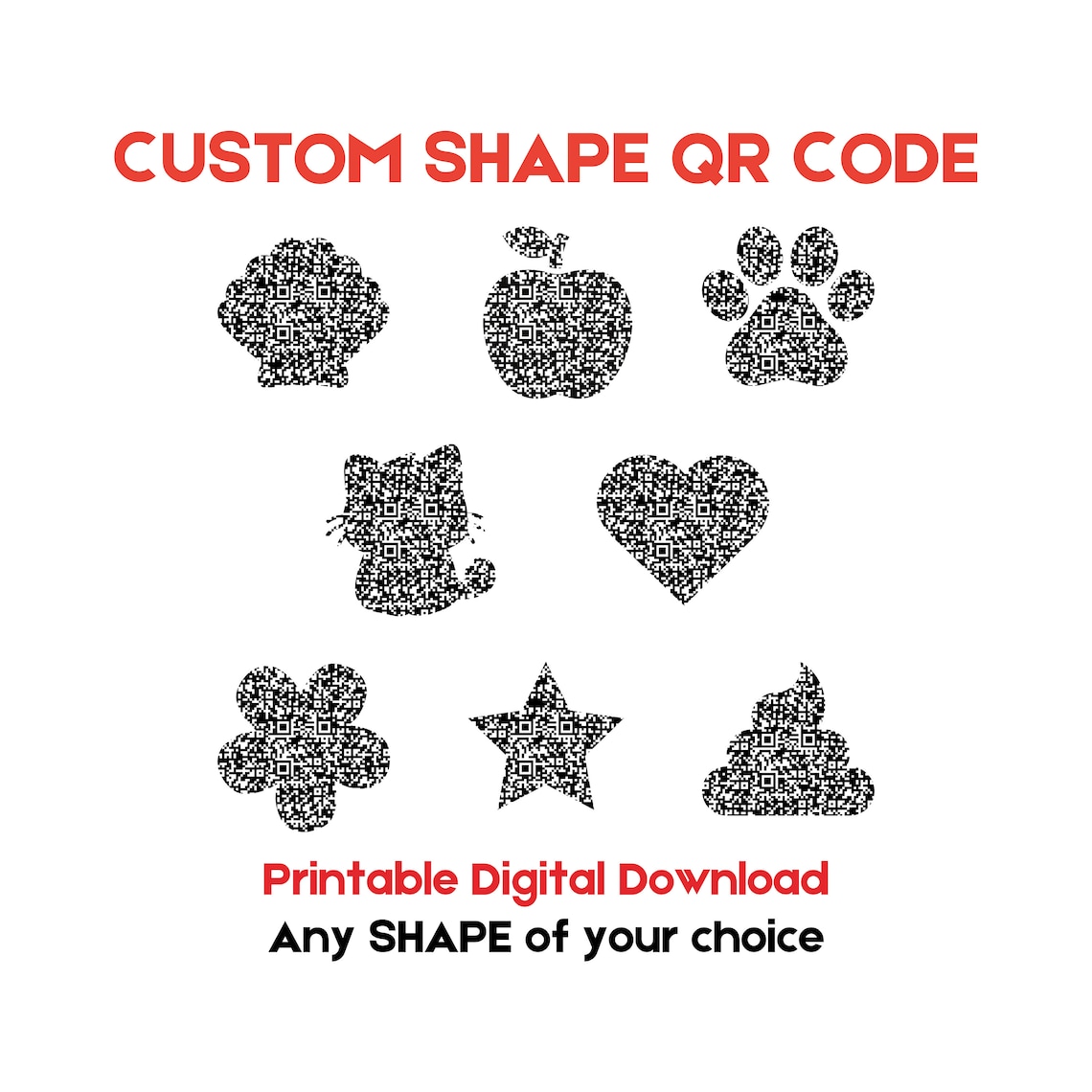 Custom Shape QR Code Printable Personalized Custom-shaped QR Code for ...