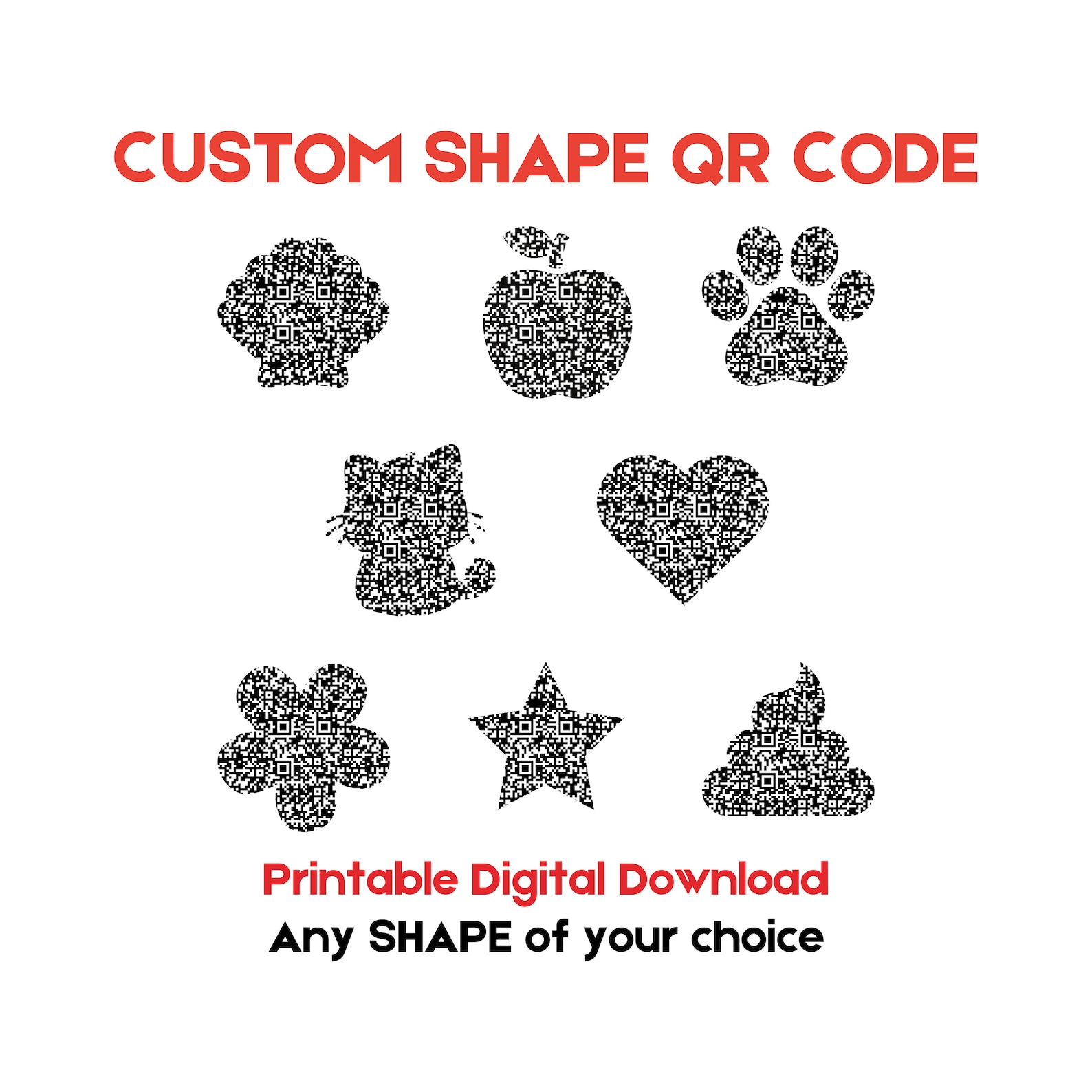 Custom Shape QR Code Printable Personalized Custom-shaped QR Code for ...