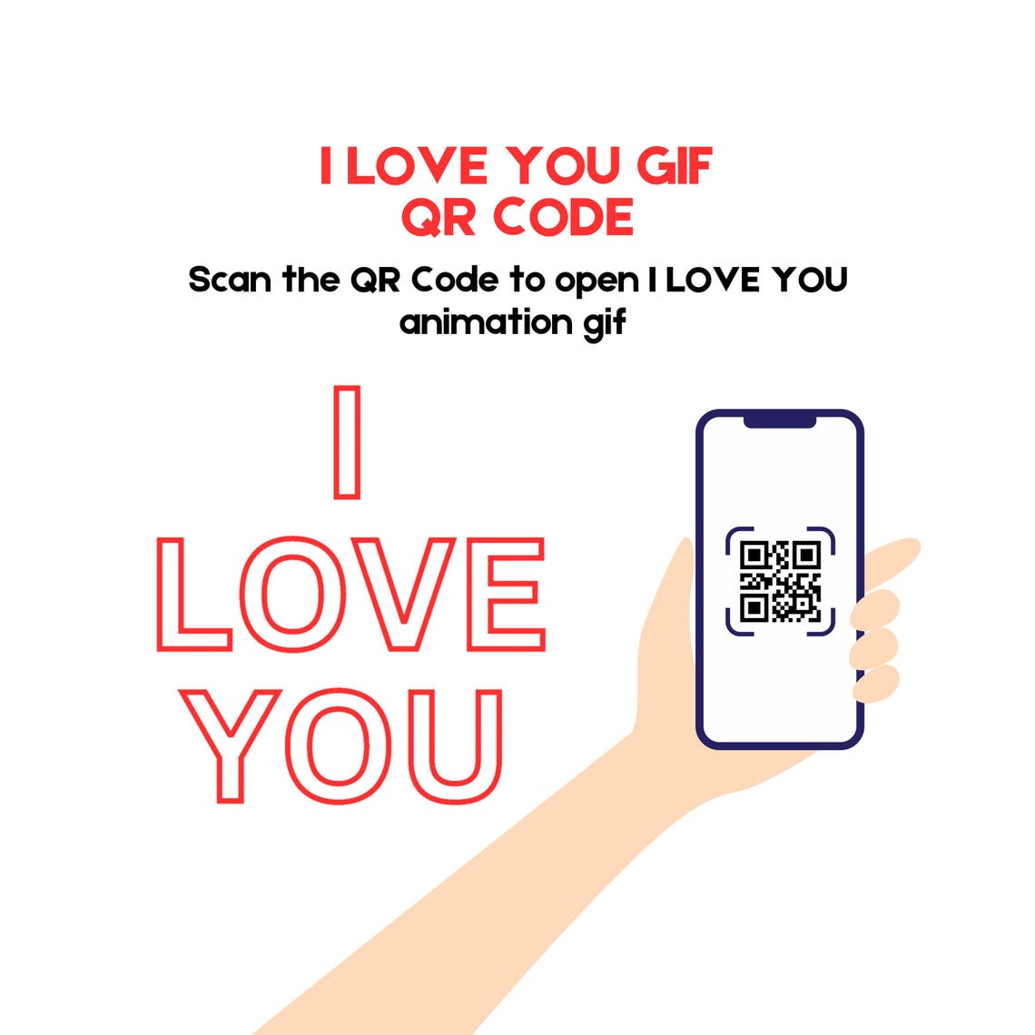 I Love You Animated GIF QR Code: Romantic Digital Gift (instant ...