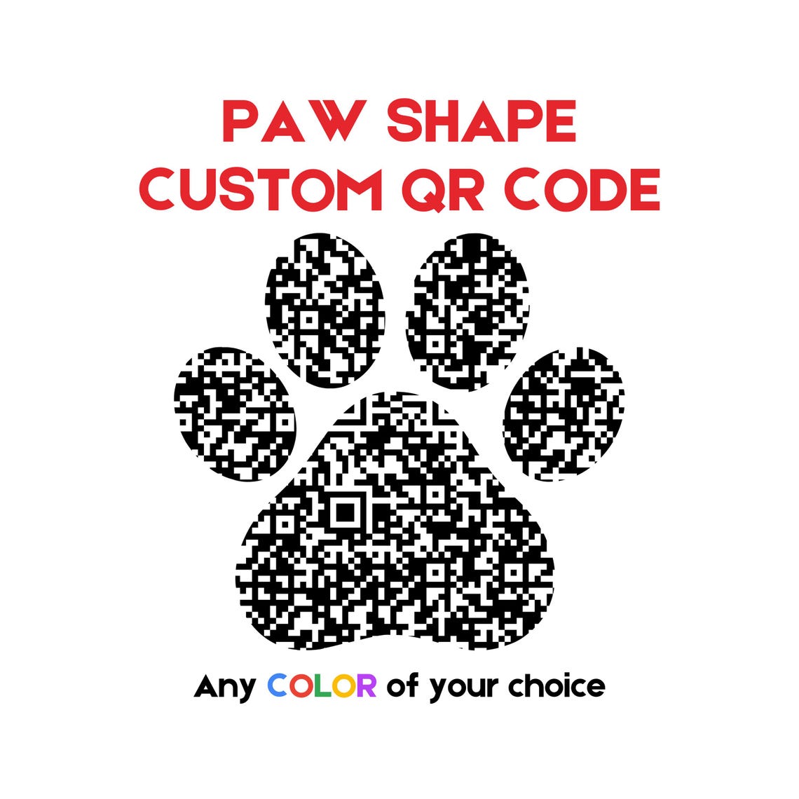 Paw Shaped Custom QR Code in Paw Shape, Personalized Printable Qr Code ...
