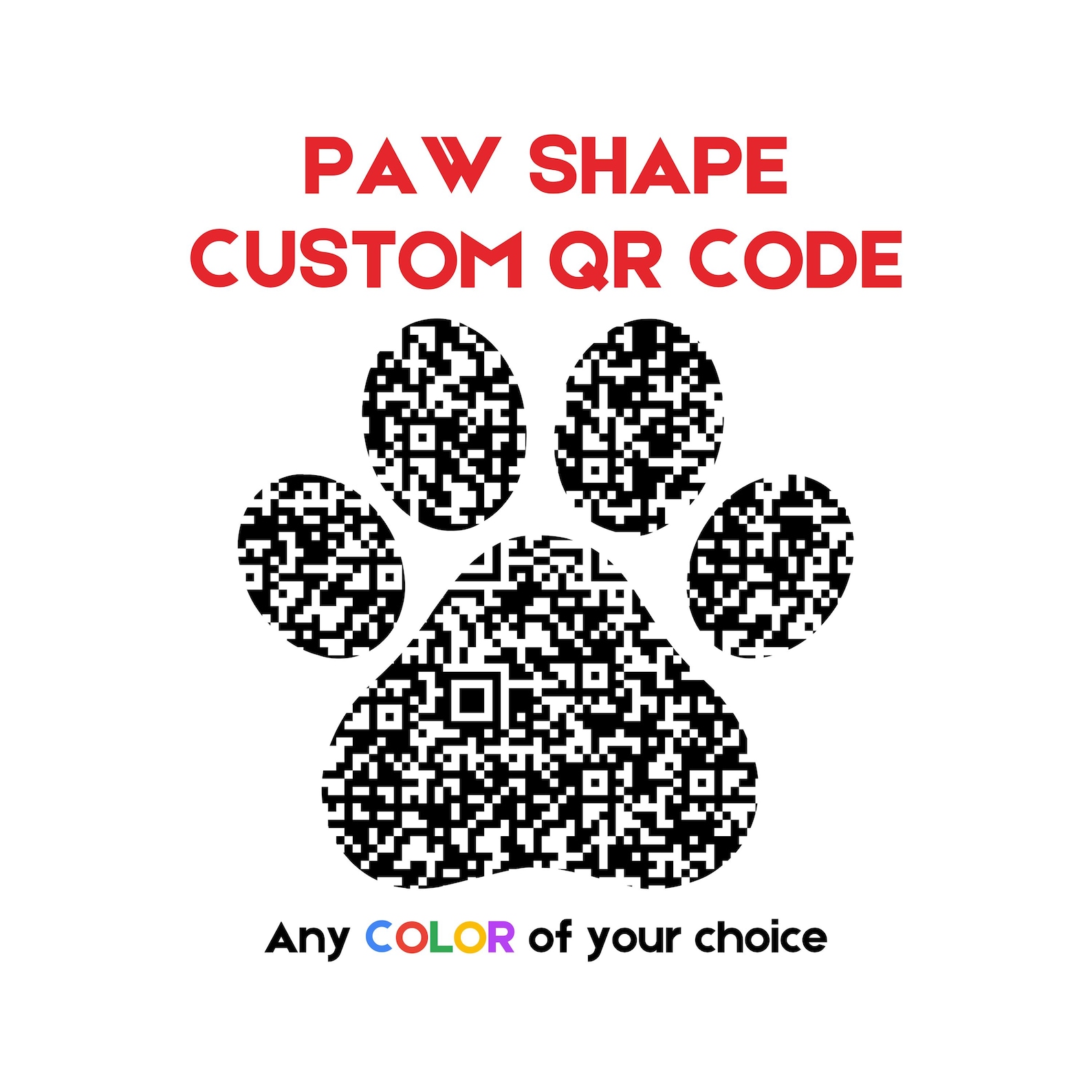 Paw Shaped Custom QR Code in Paw Shape, Personalized Printable Qr Code ...