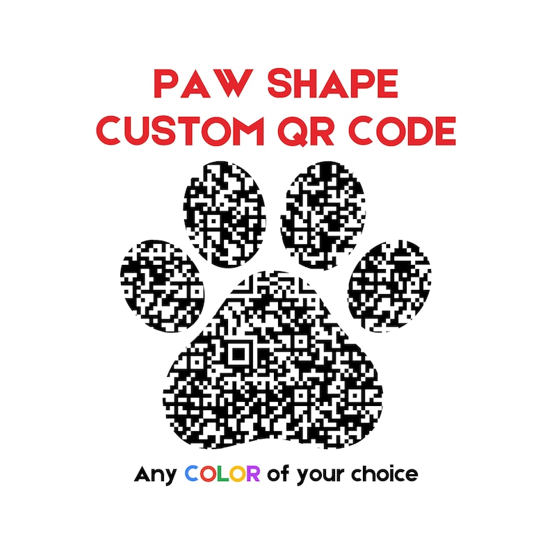 Paw Shaped Custom QR Code in Paw Shape, Personalized Printable Qr Code ...