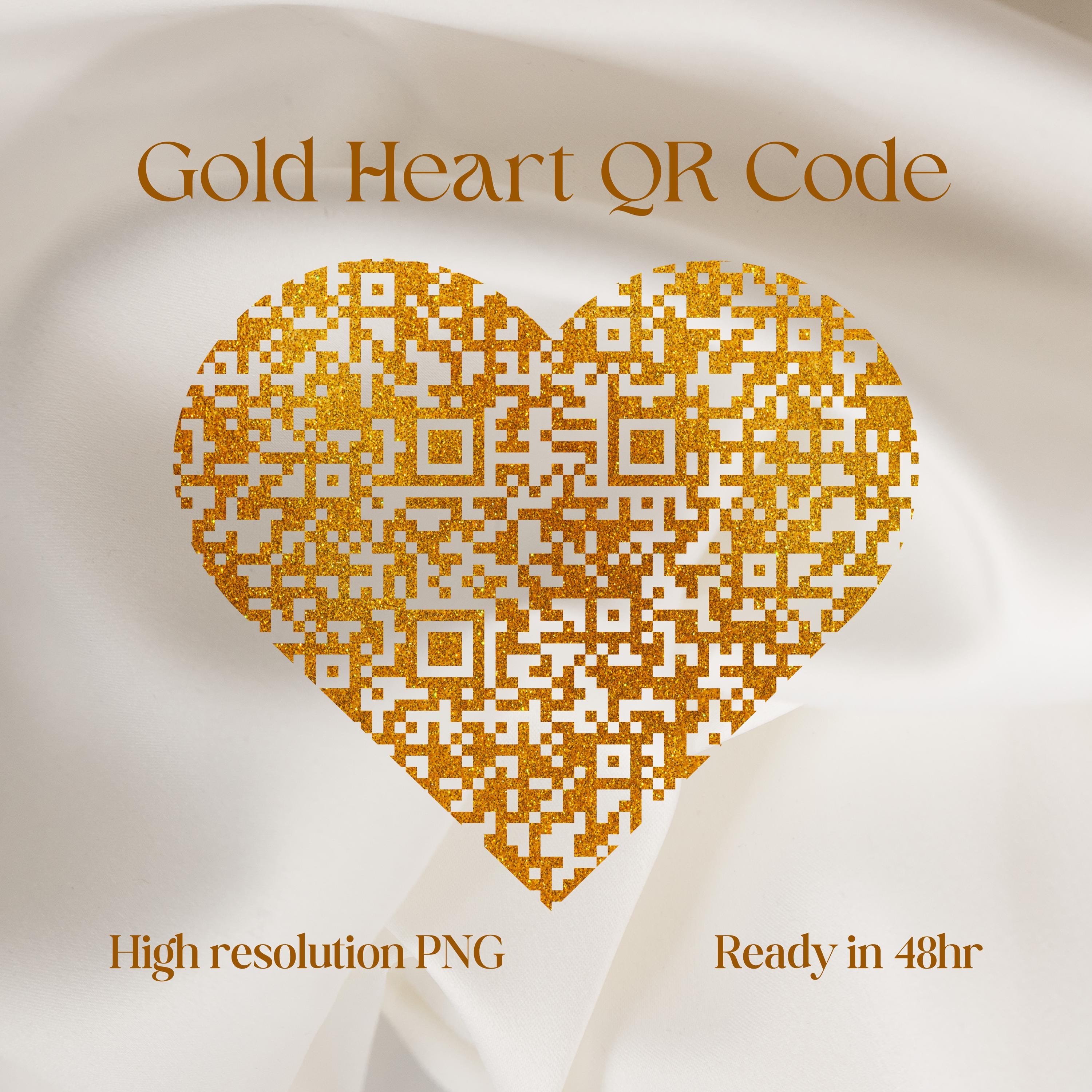 Custom Gold Heart QR Code | Personalized QR Code for Love Notes ...