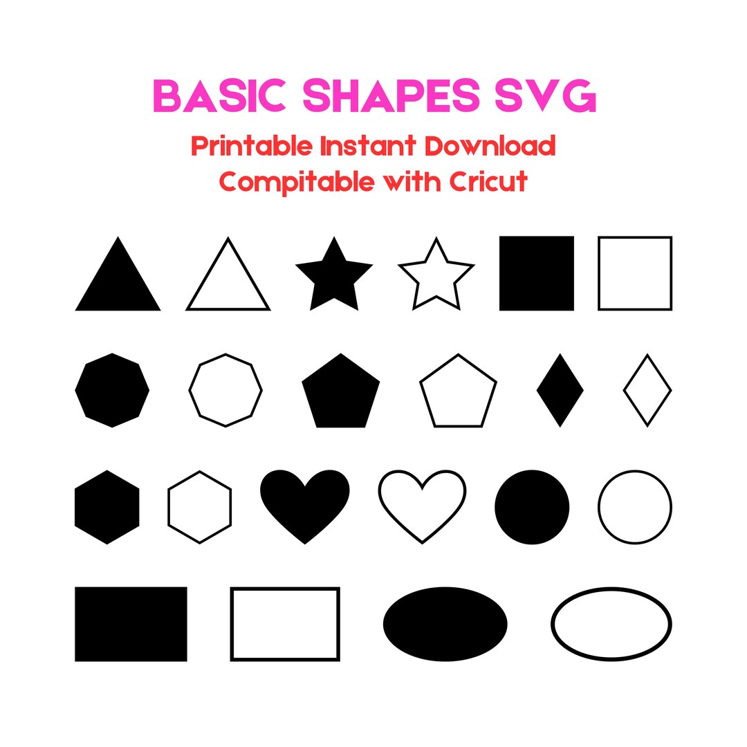 Basic Shapes SVG Collection | 11 Shapes | 22 Geometric Designs | Full ...