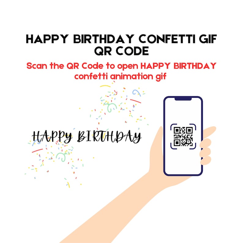 Happy Birthday Animation QR Code Confetti GIF, Interactive Birthday ...
