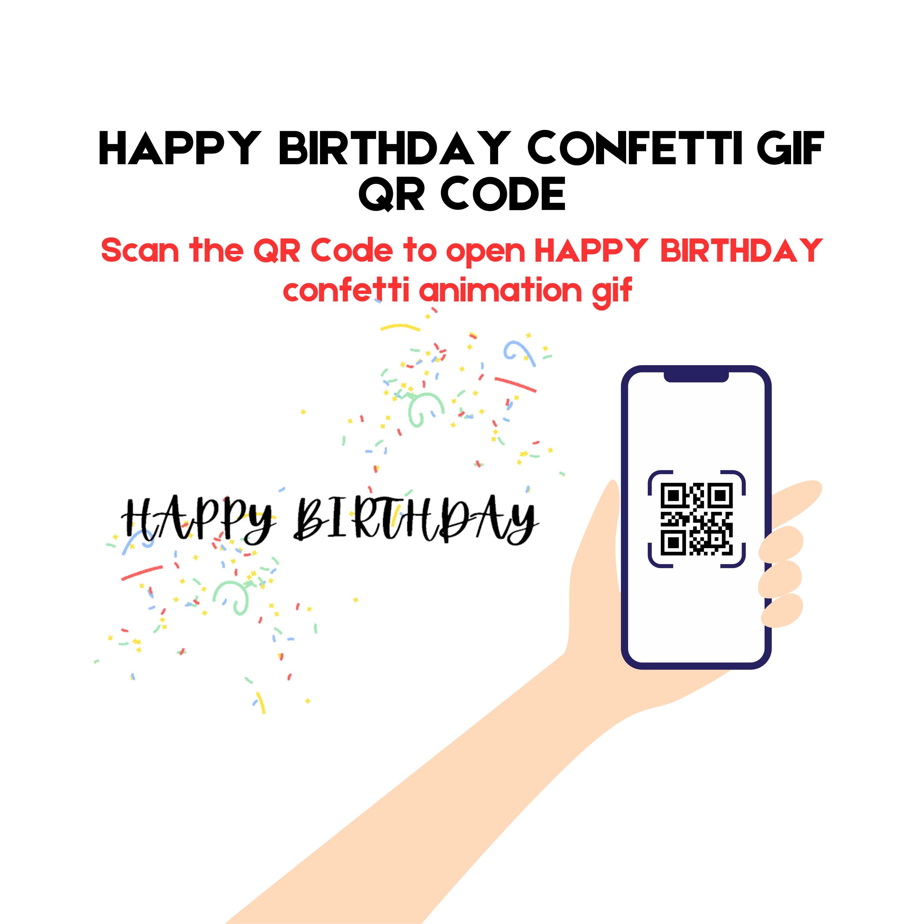 Happy Birthday Animation QR Code Confetti GIF, Interactive Birthday ...
