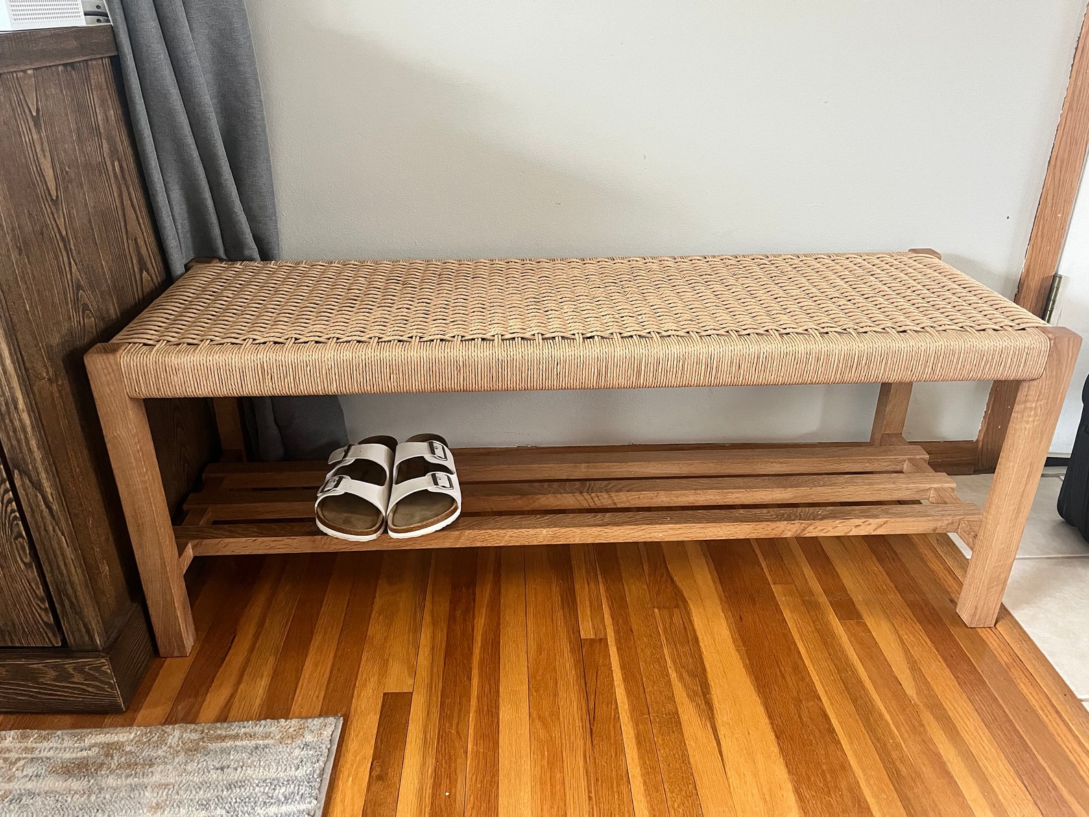 White Oak Danish Cord Bench - Etsy