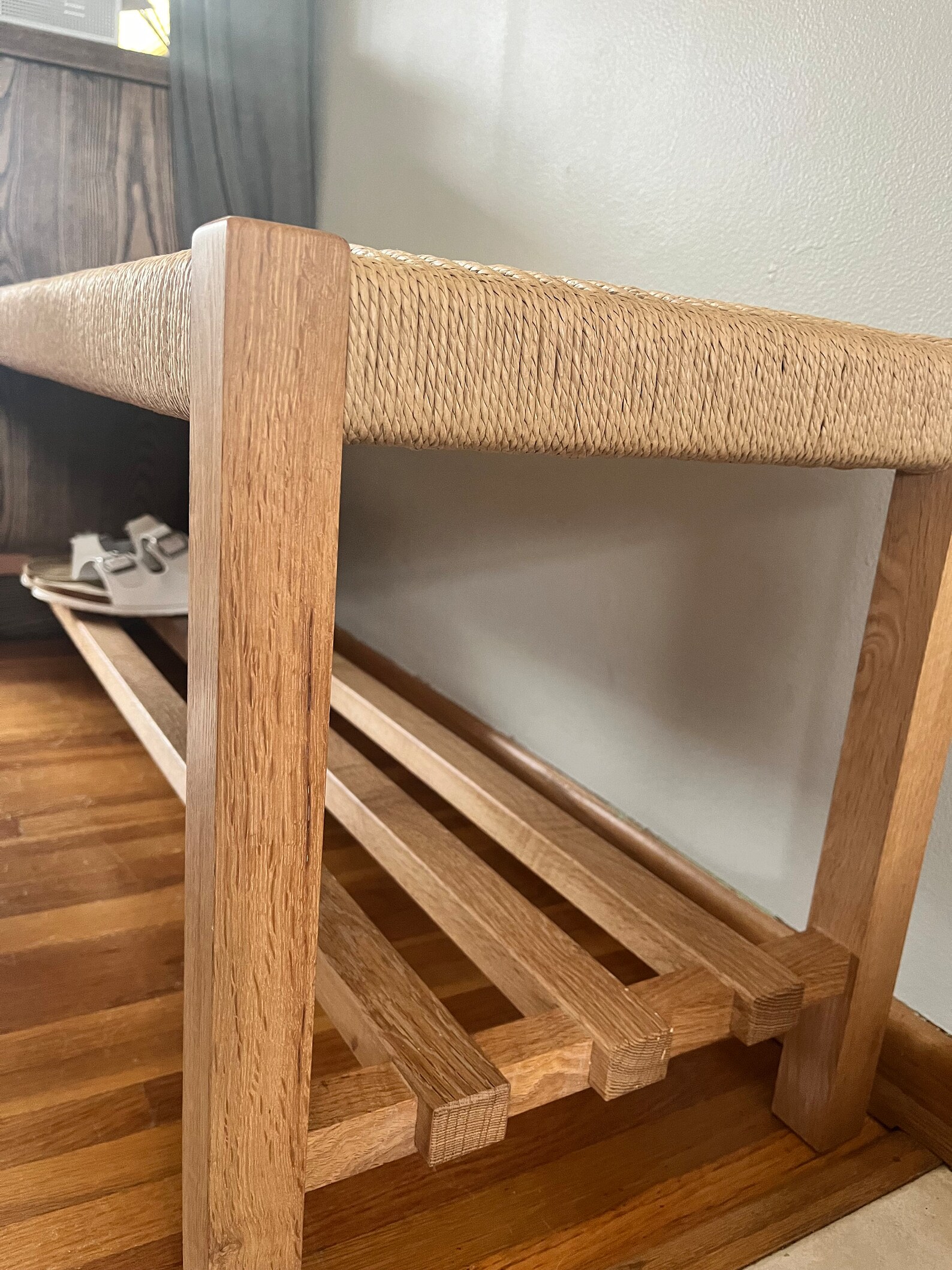 White Oak Danish Cord Bench - Etsy