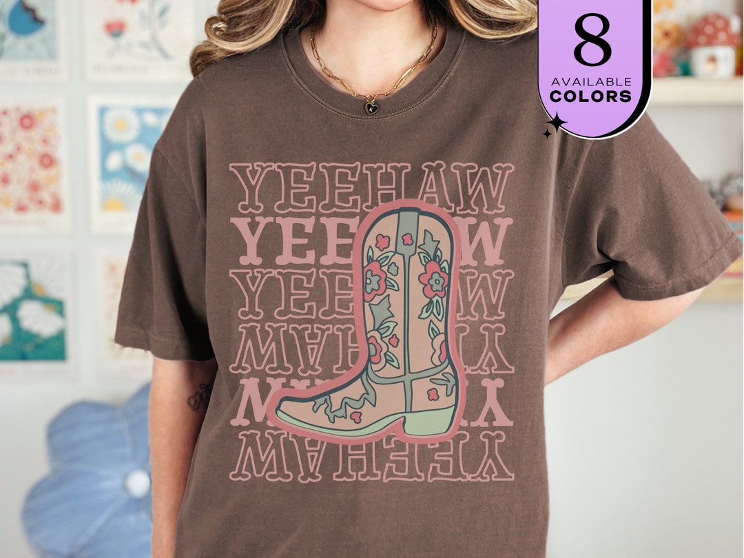 Yeehaw Playful Cowboy Boot Pink & Green, Cowgirl Fashion Unisex ...