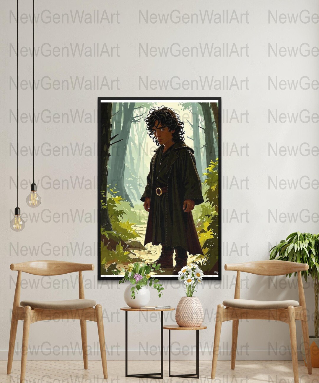 Medieval Fantasy Character Poster, Intricate Forest Scene Art Print ...