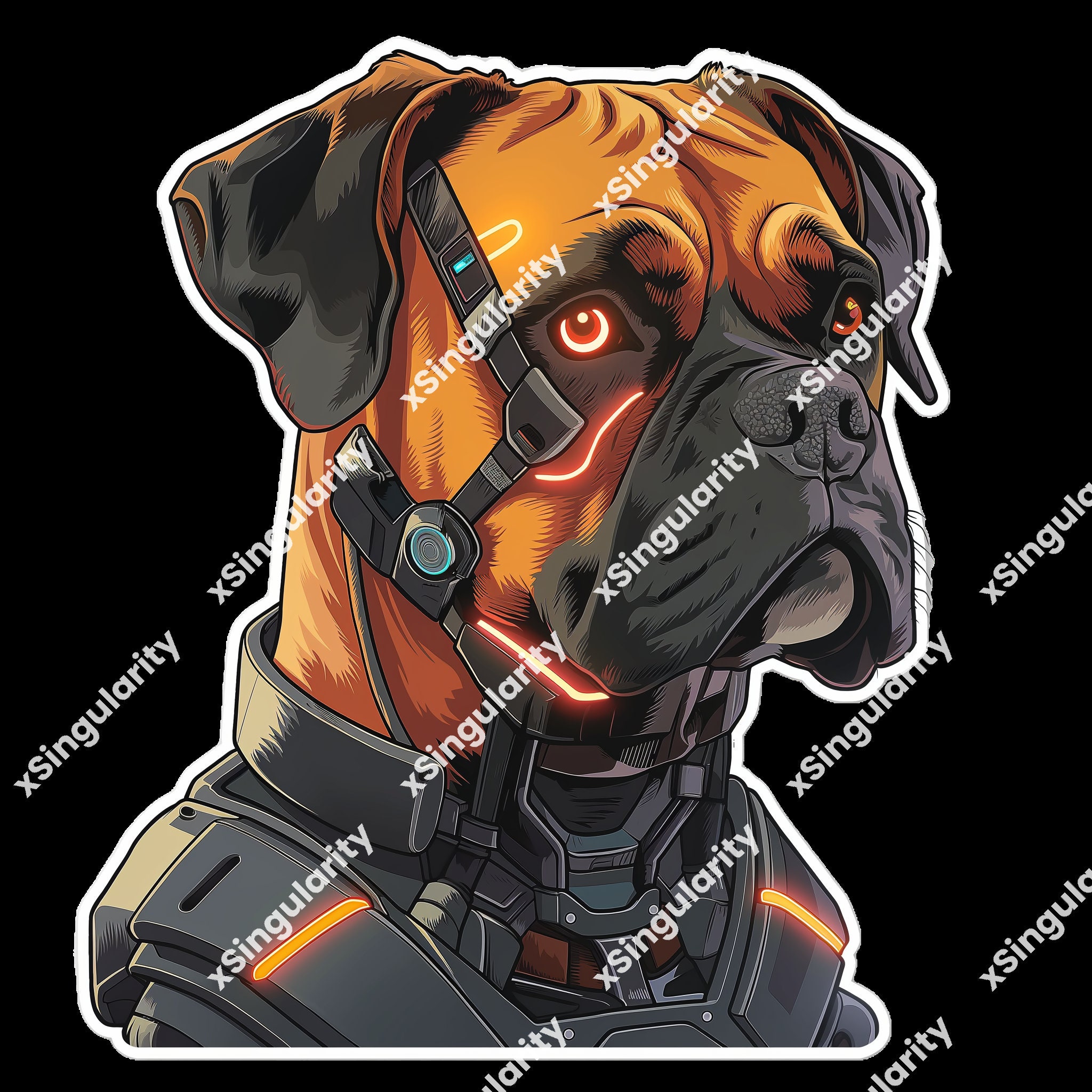 Cyber Dog Sticker Pack: Digital Cyborg Canine Stickers for Planners ...