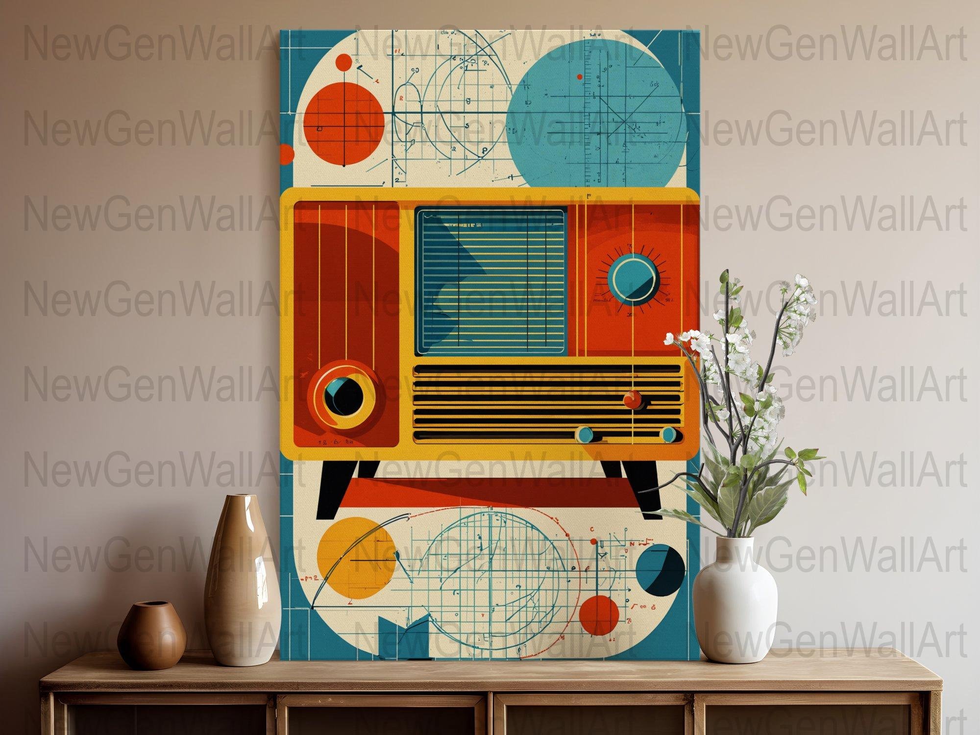 Retro Radio Blueprint Art - Etsy