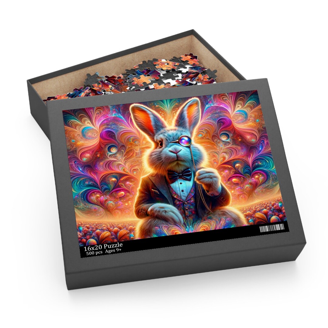Monocled Mystic: the Sophisticated Rabbit Psychedelic Jigsaw Puzzle 120 ...