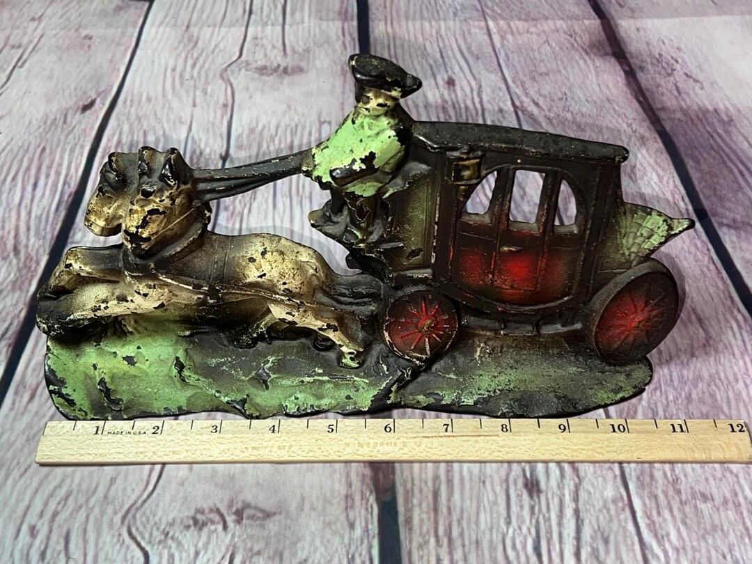 VINTAGE ~ Cast Iron Stagecoach Doorstop Lamp W/out Light or Hardware ...