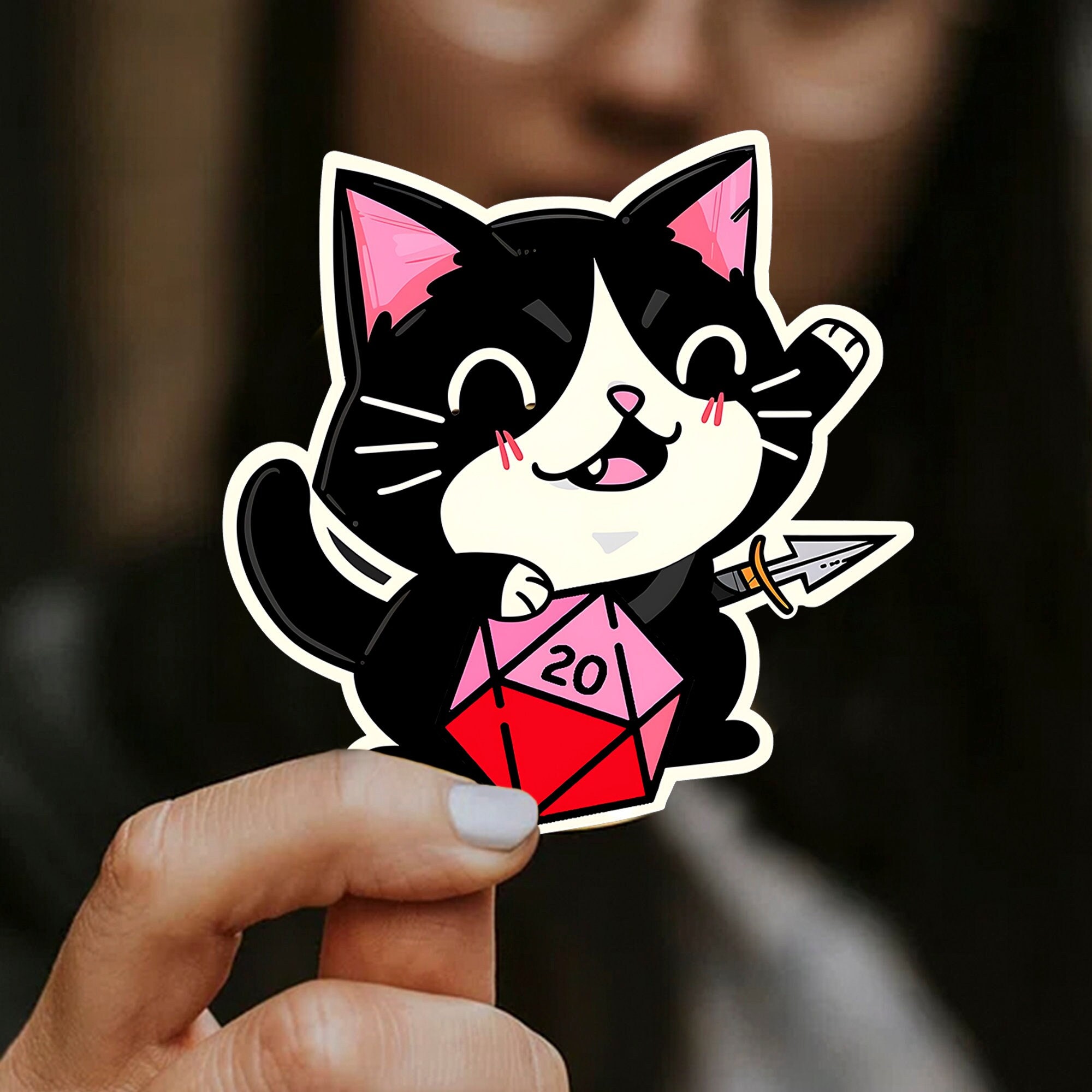Dungeon Meowster Dnd Sticker, Funny Cat With Dice D20 of Dungeons and ...