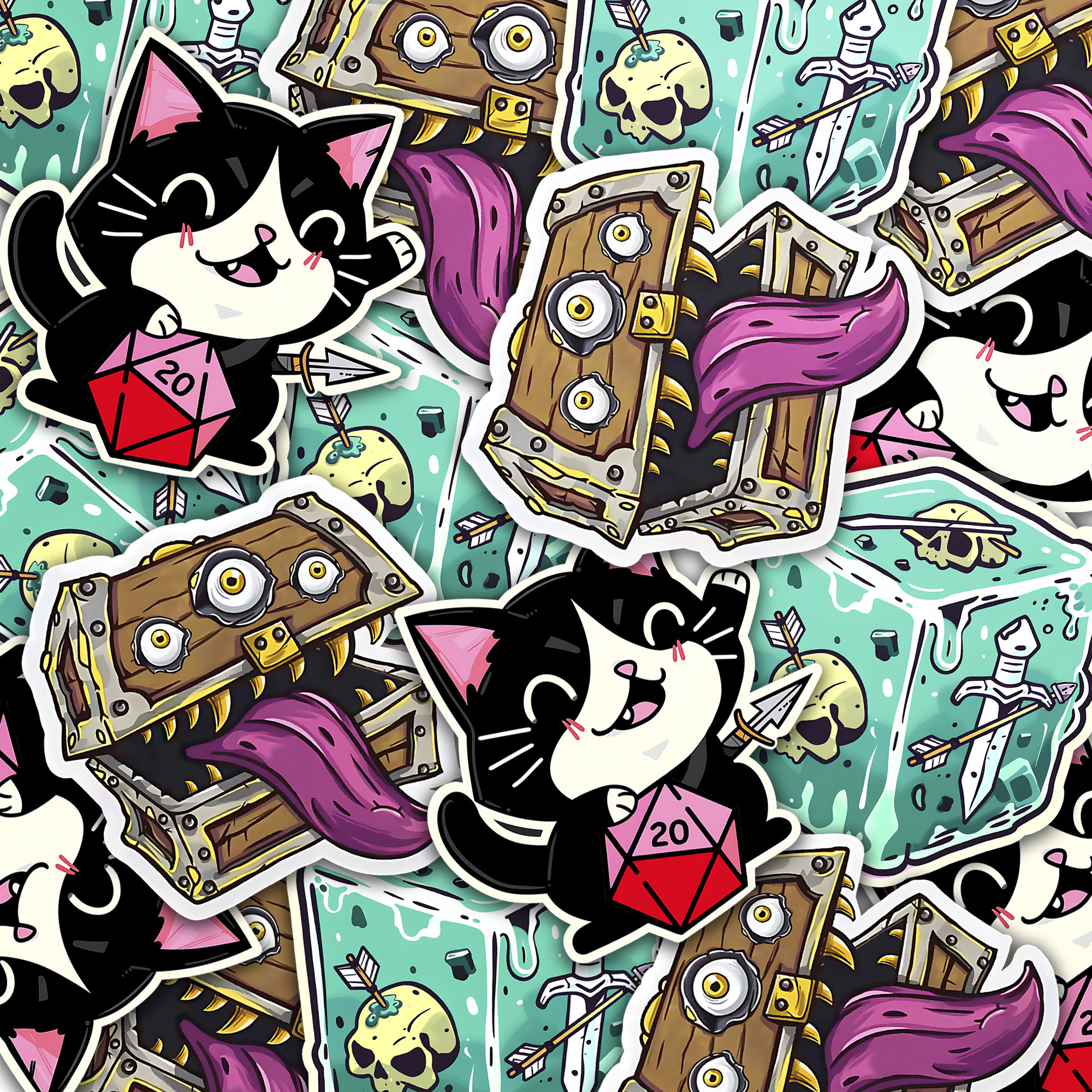 Dungeon Meowster Dnd Sticker, Funny Cat With Dice D20 of Dungeons and ... Dungeon Meowster Dnd Sticker, Funny Cat With Dice D20 of Dungeons and ...