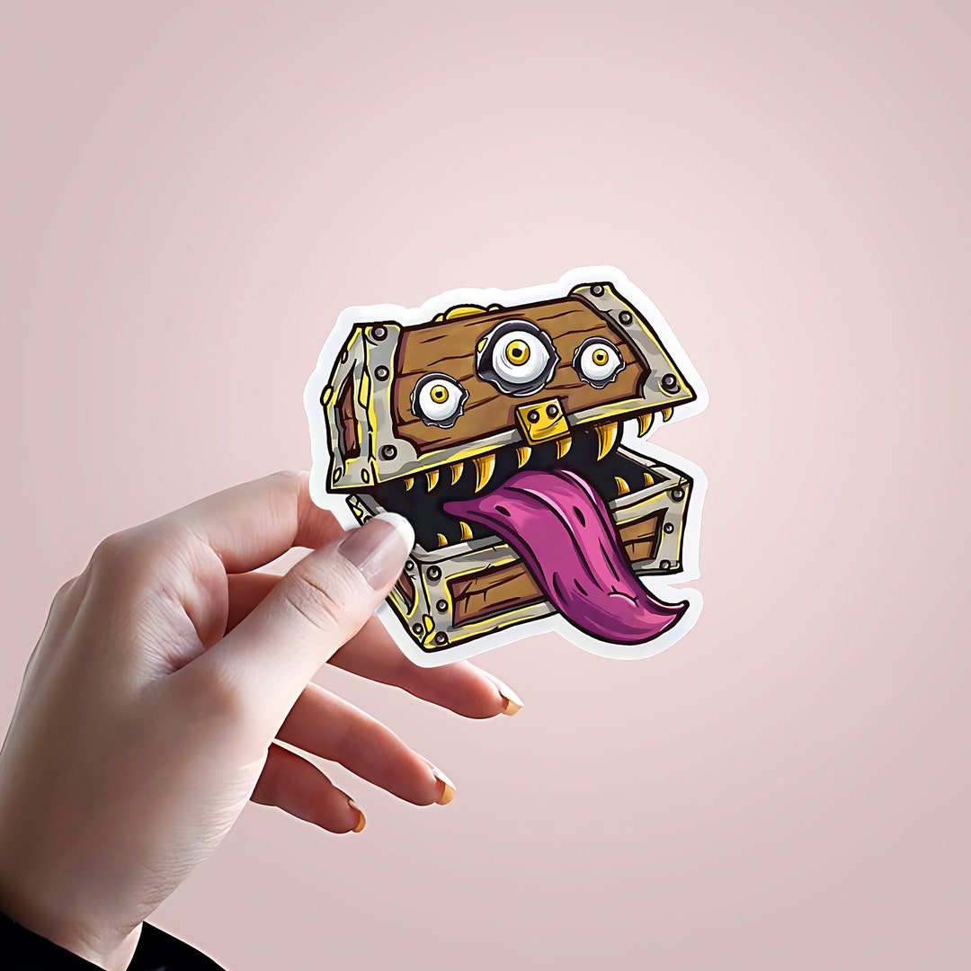 Mimic Chest Monster Dnd Sticker, Spooky Treasure Chest Dungeons and ...