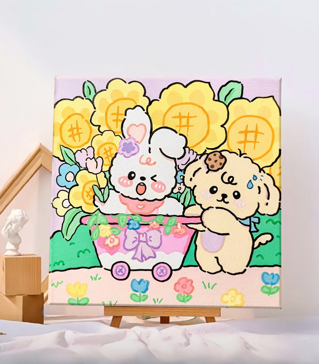 Cute Paint by Numbers Kit for Beginner Children, Kawaii Paint by Number ...