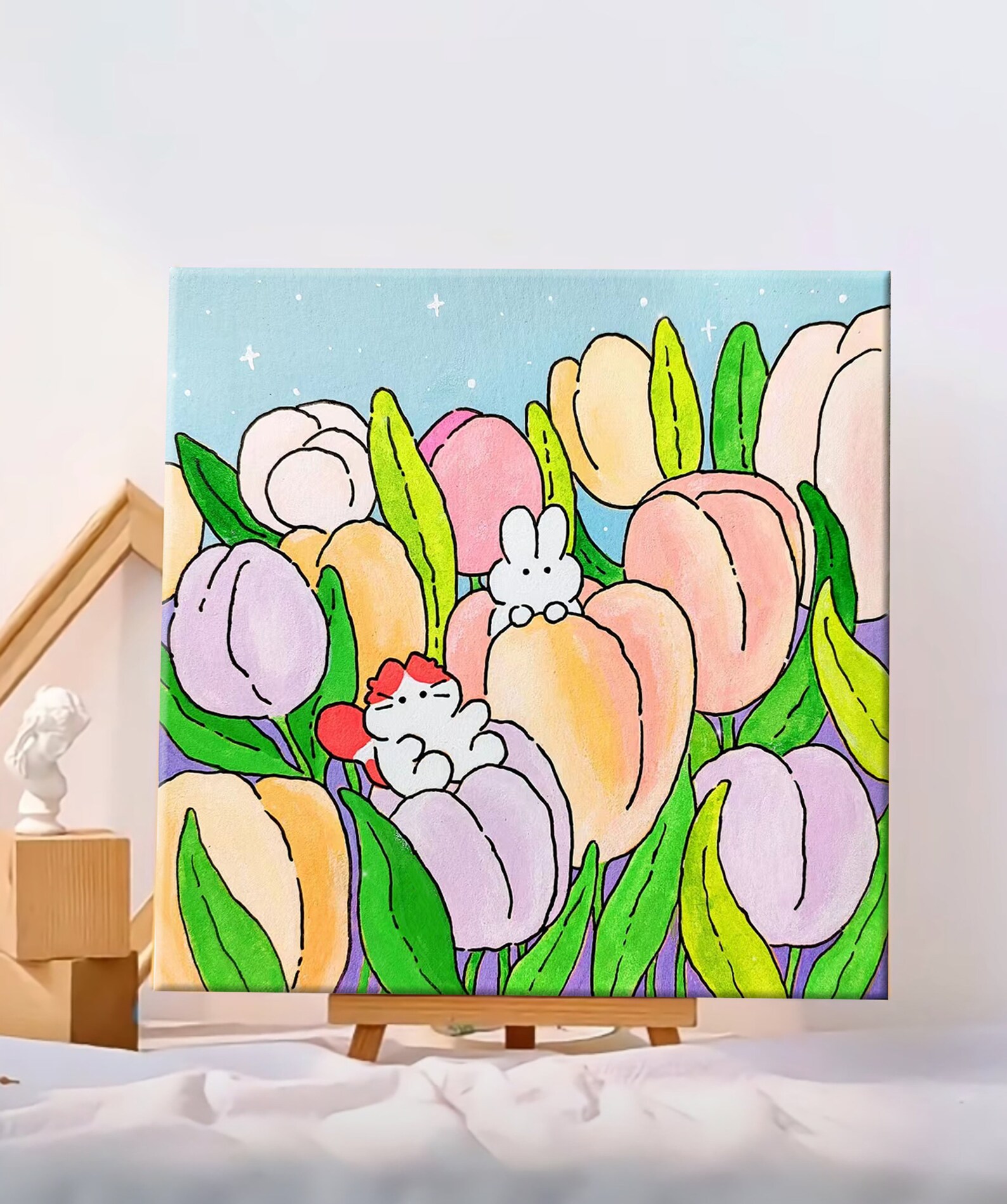 Cute Paint by Numbers Kit for Beginner Children, Kawaii Paint by Number ...