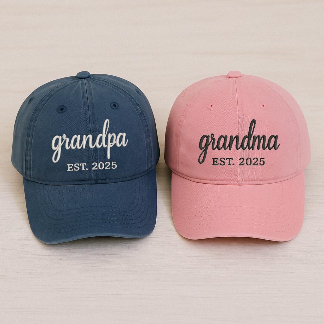 Personalized Custom Embroidered Grandpa & Grandma Hats With EST Year ...
