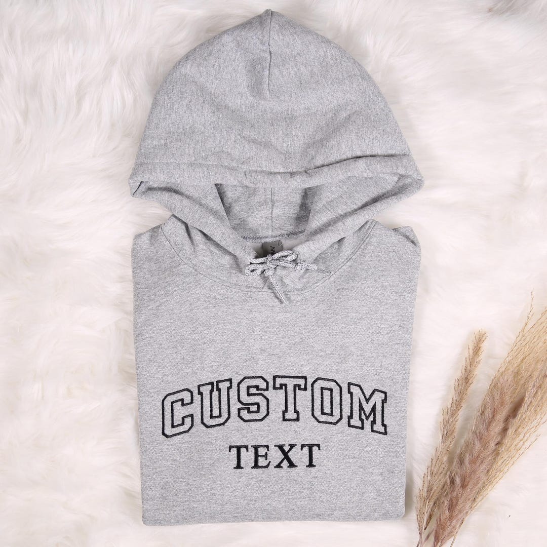 Custom Your Text Embroidered Sweatshirt, Personalized Varsity ...