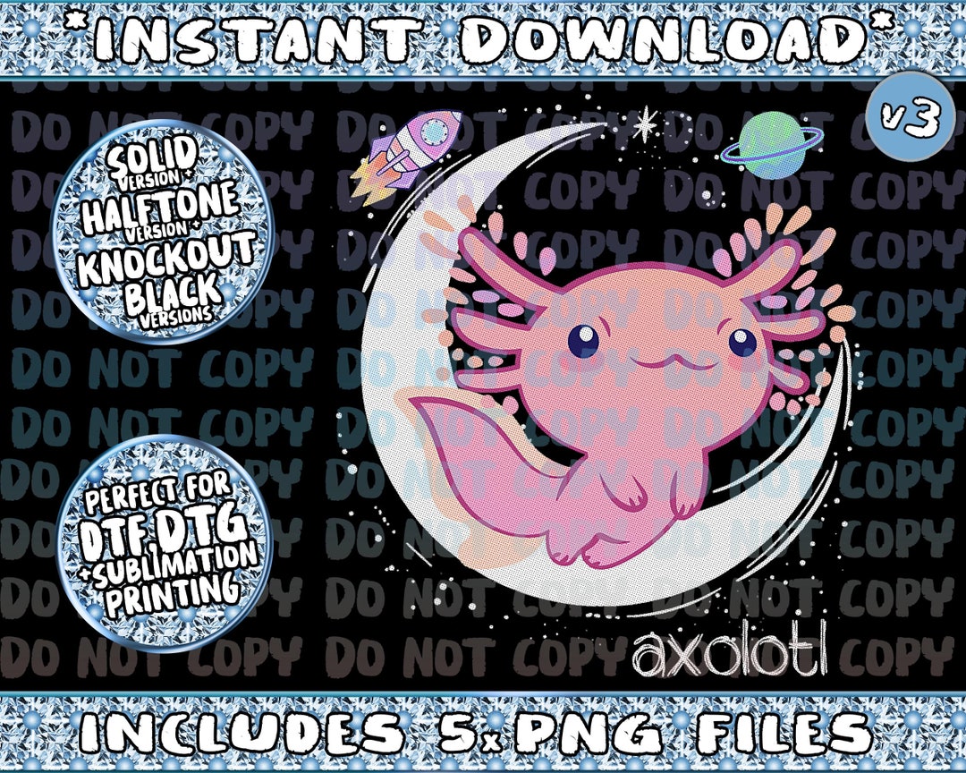 Axolotl Space Fish Planet Cute Salamander Moon Png Bundle, Trending Png ...