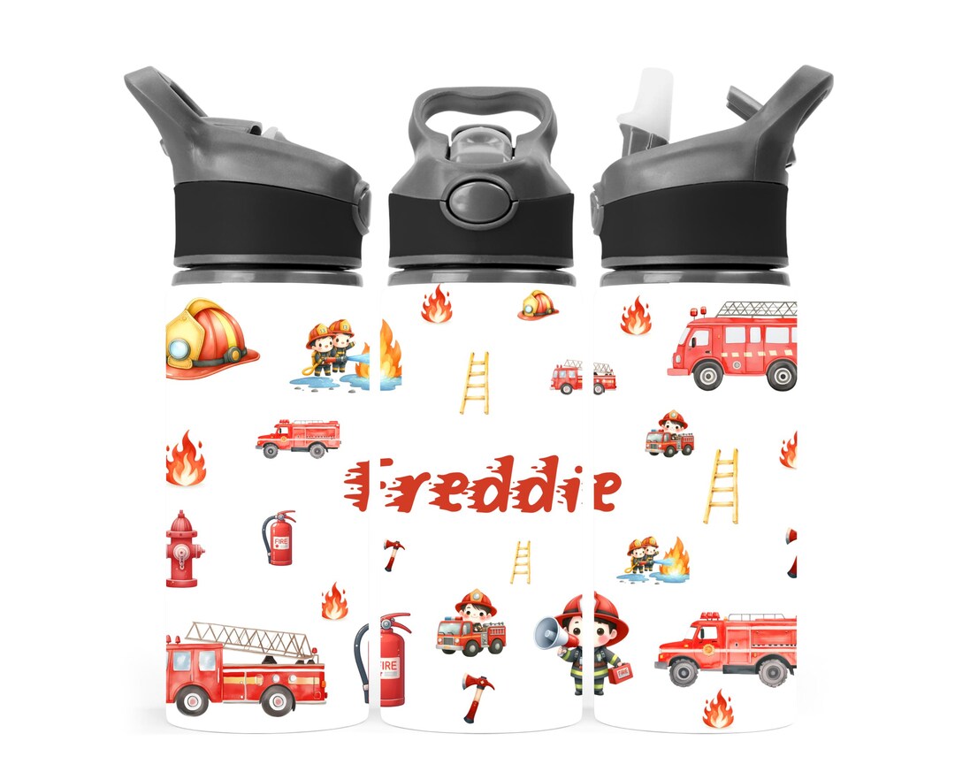 Personalised Fire Engine Water Bottle – 650ml Stainless Steel – Custom ...