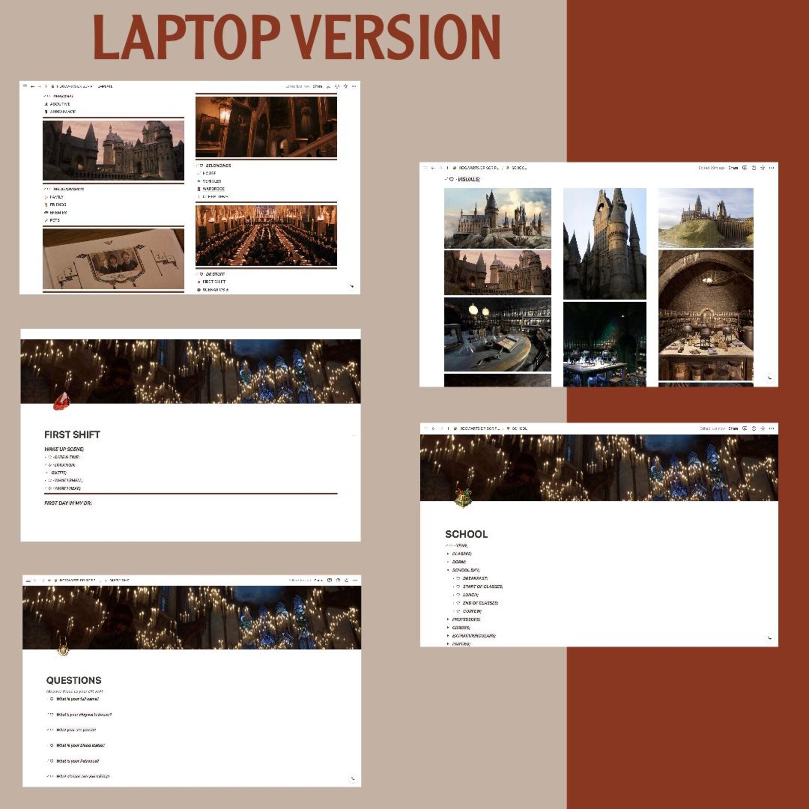 Hogwarts DR Shifting Script Template, Shifting Script, Notion Template, Shifting Script Template ...