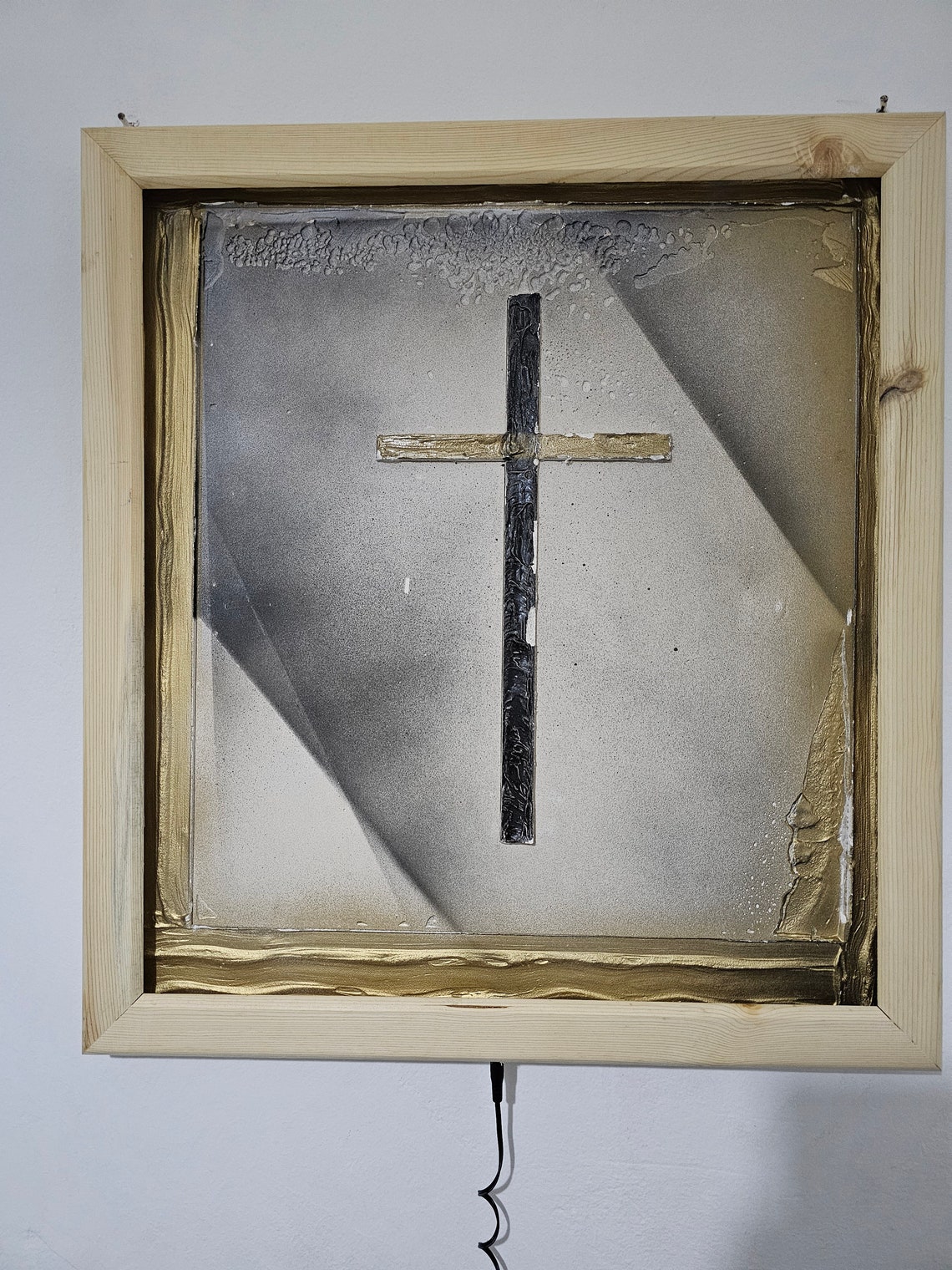 Cross Plaster Wall Art ,light Frame Wall Art , Textured Plaster Wall ...