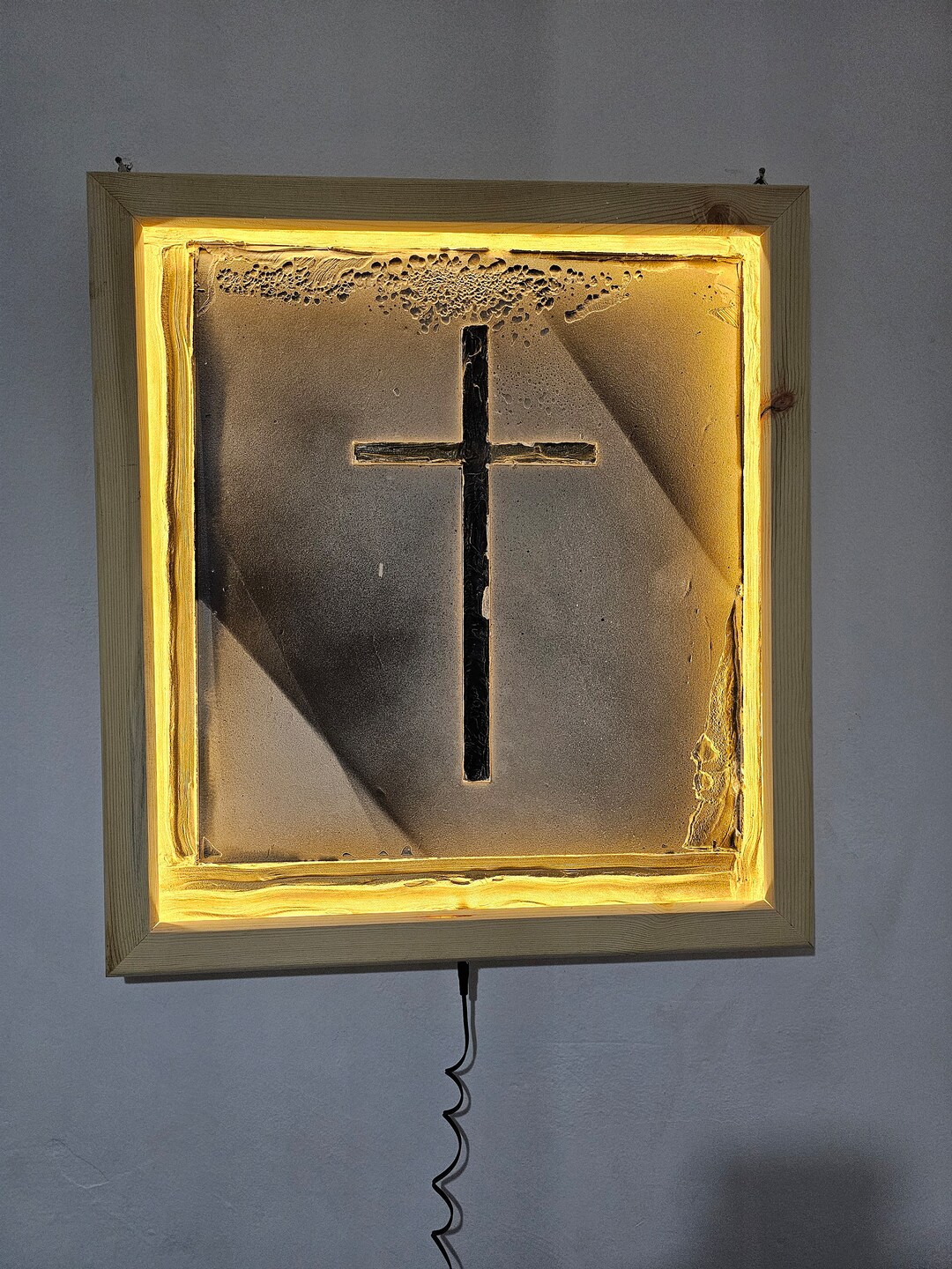 Cross Plaster Wall Art ,light Frame Wall Art , Textured Plaster Wall ...
