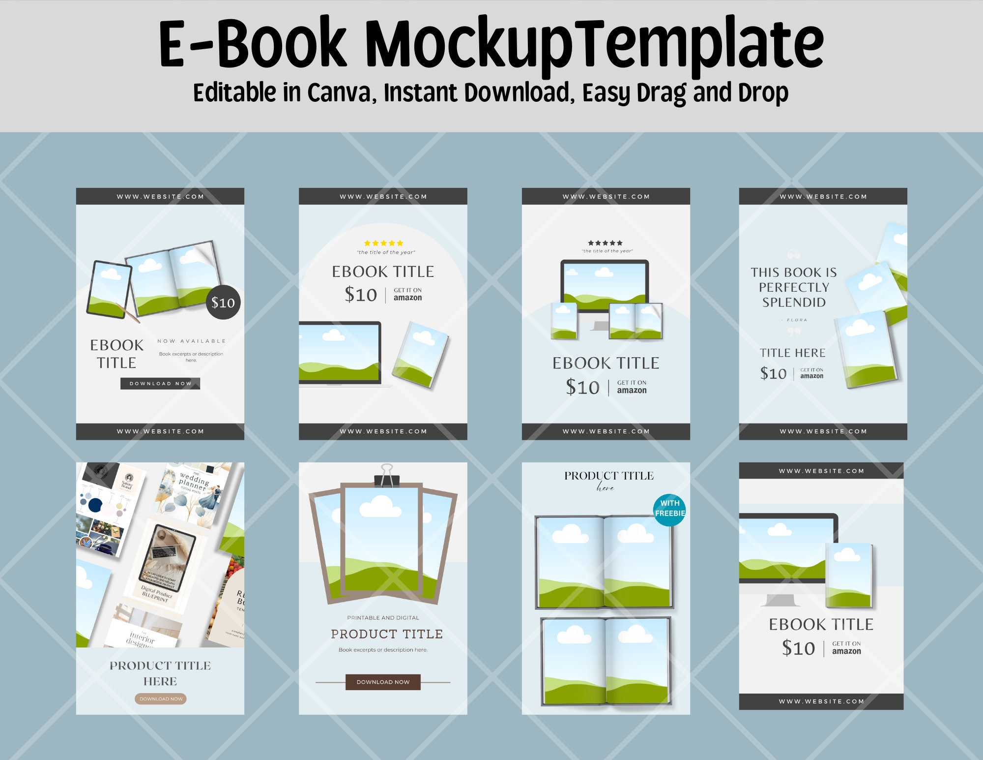 E-book Mockup Template, Canva Editable, Magazine Mockup, Canva ...