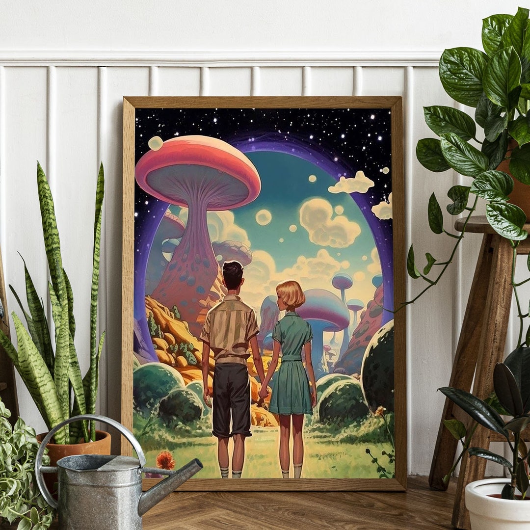 Mind Opening Trip V2 Psychedelic Art Vintage Wall Print Mushroom Art ...