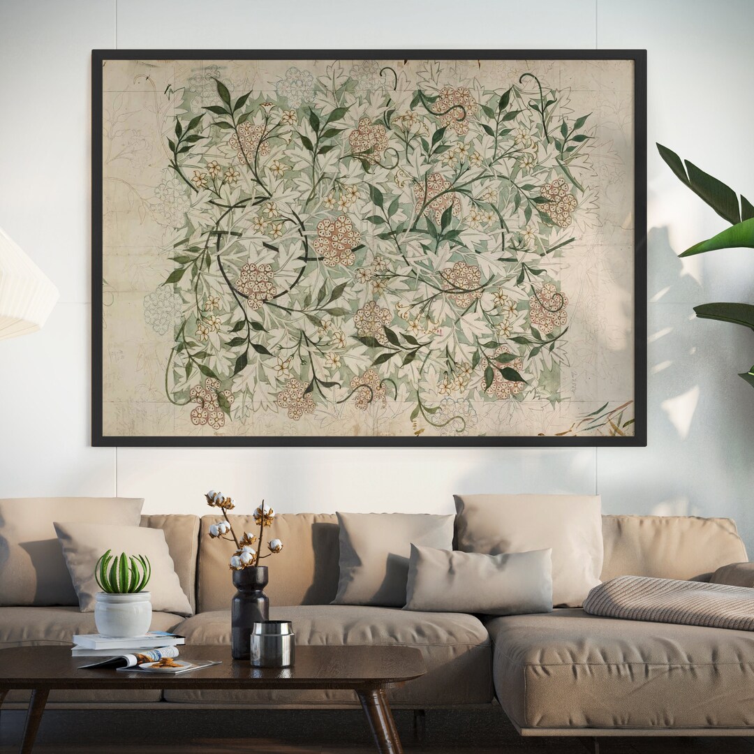 Botanical Textile Print on Hanging Canvas - Vintage Botanical Art ...