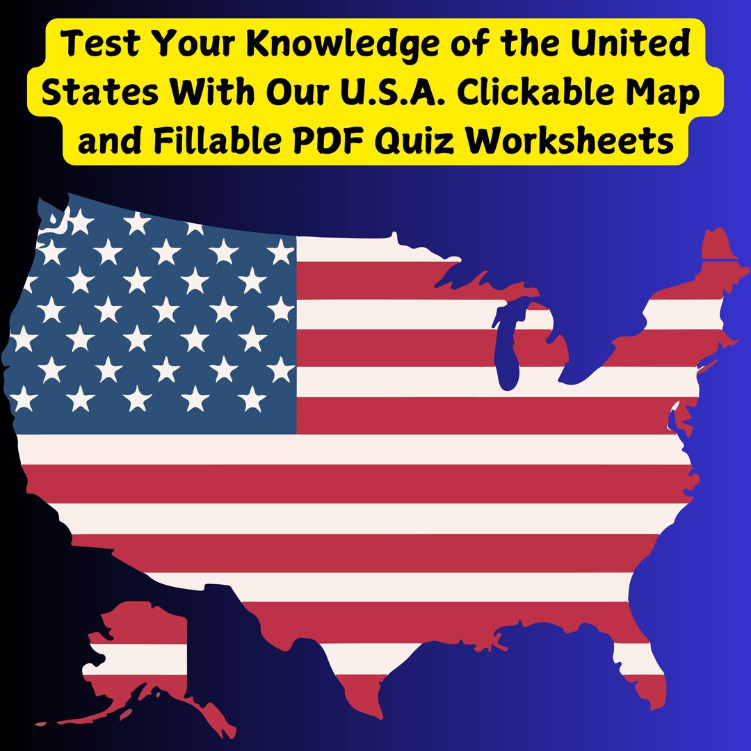 Interactive USA Clickable Map With State Data Info + 5 Fillable PDF ...