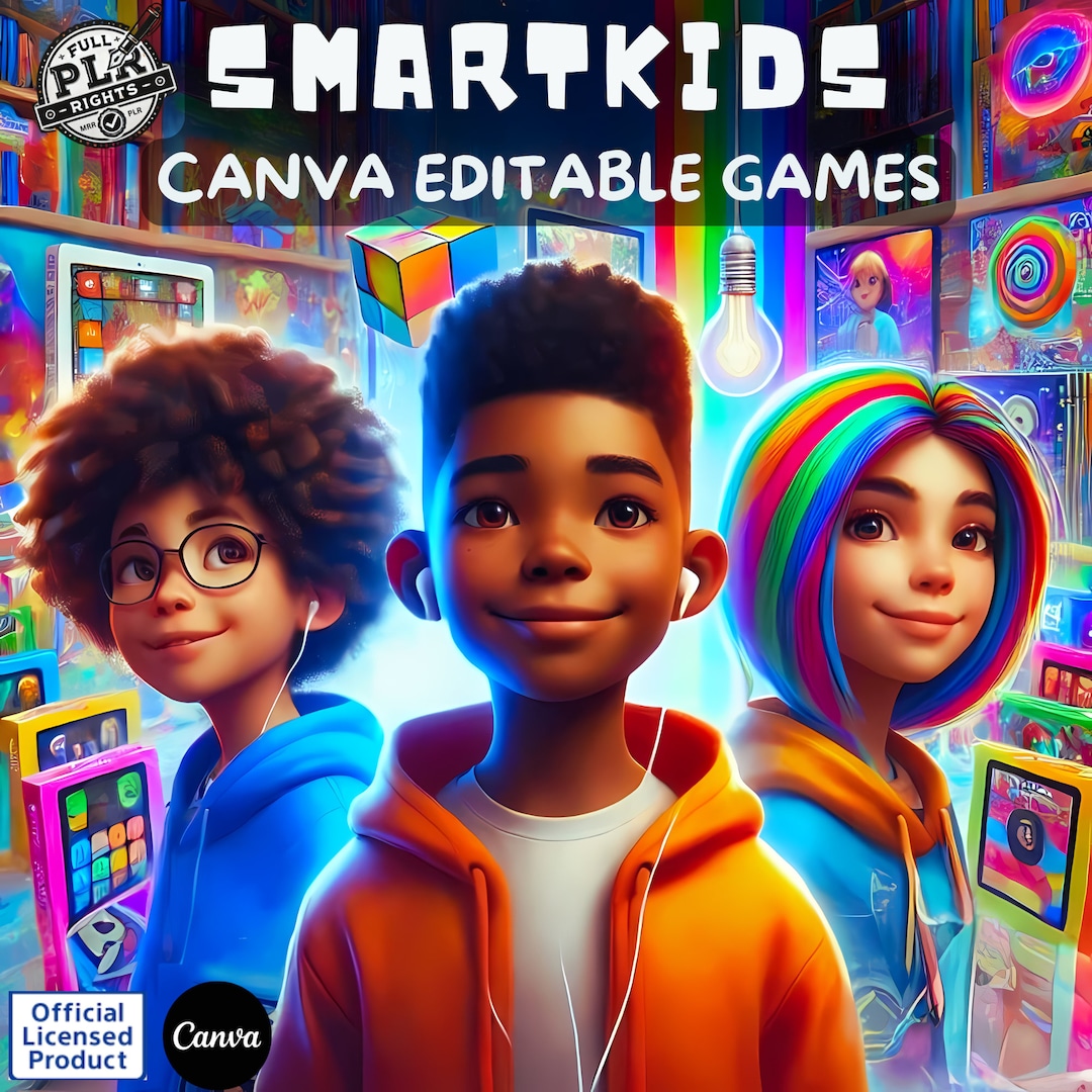 PLR 10 Kids Interactive Games & Story Books Bundle - 10 Editable Canva Quizzes + 15 Customizable ...