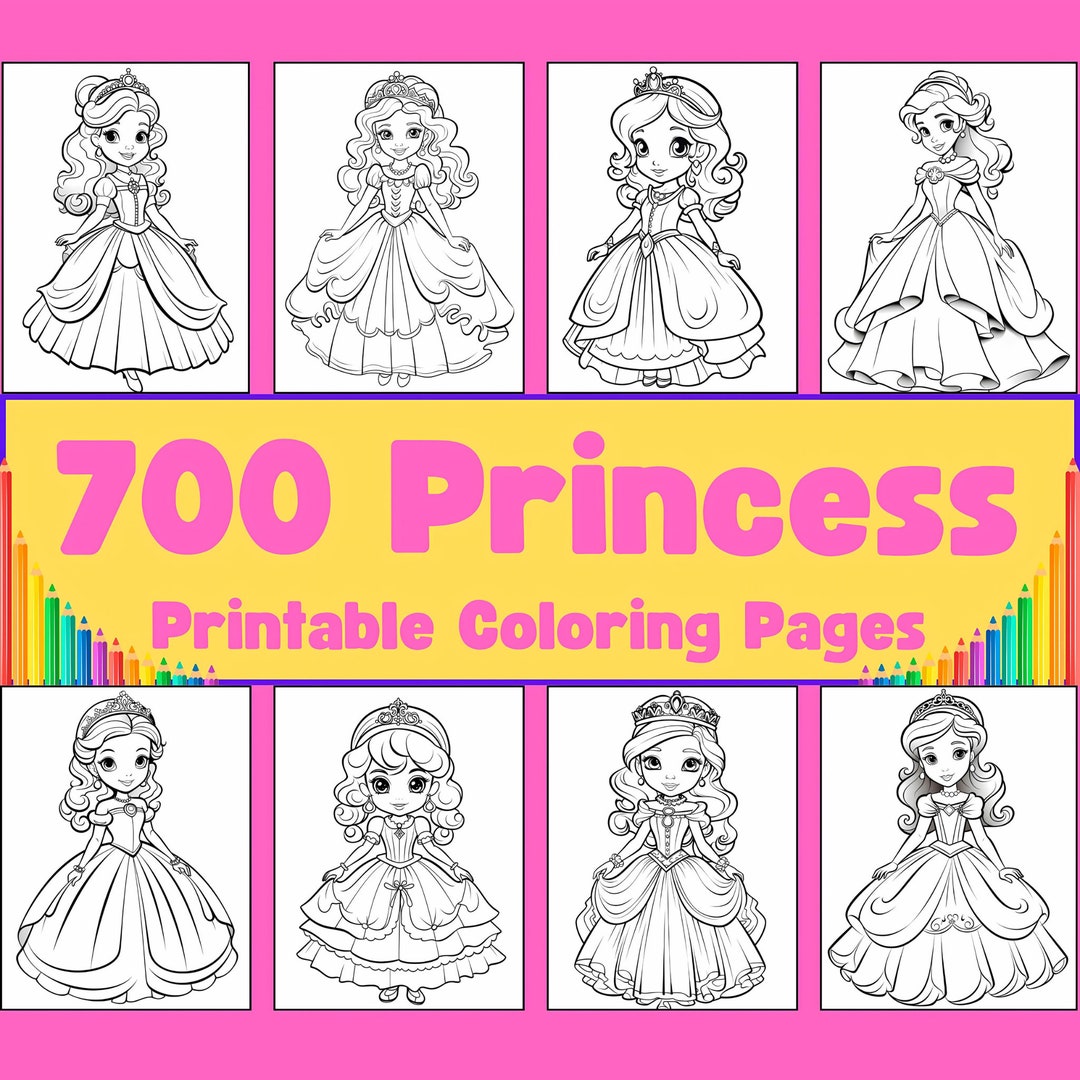 700 Princess Coloring Pages | Kids Printable Activity Book (digital ...