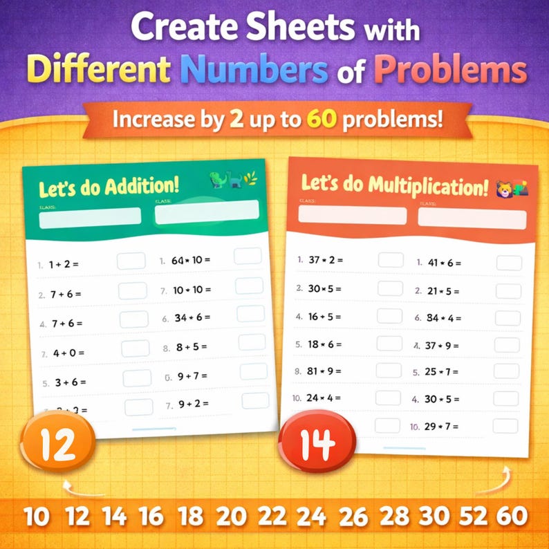 Math Worksheet Generator App | Printable Add, Subtract, Multiply ...