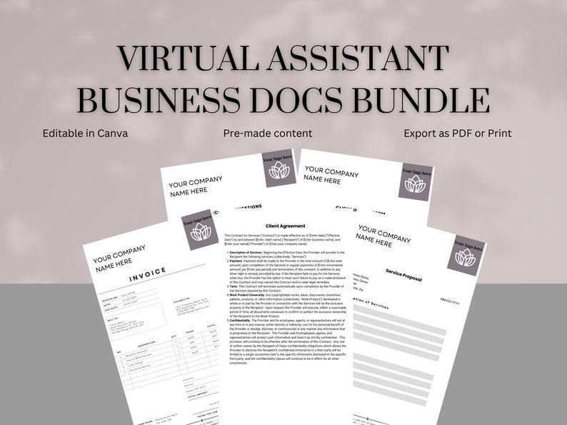 Virtual Assistant Business Documents Bundle | Discovery Questions ...
