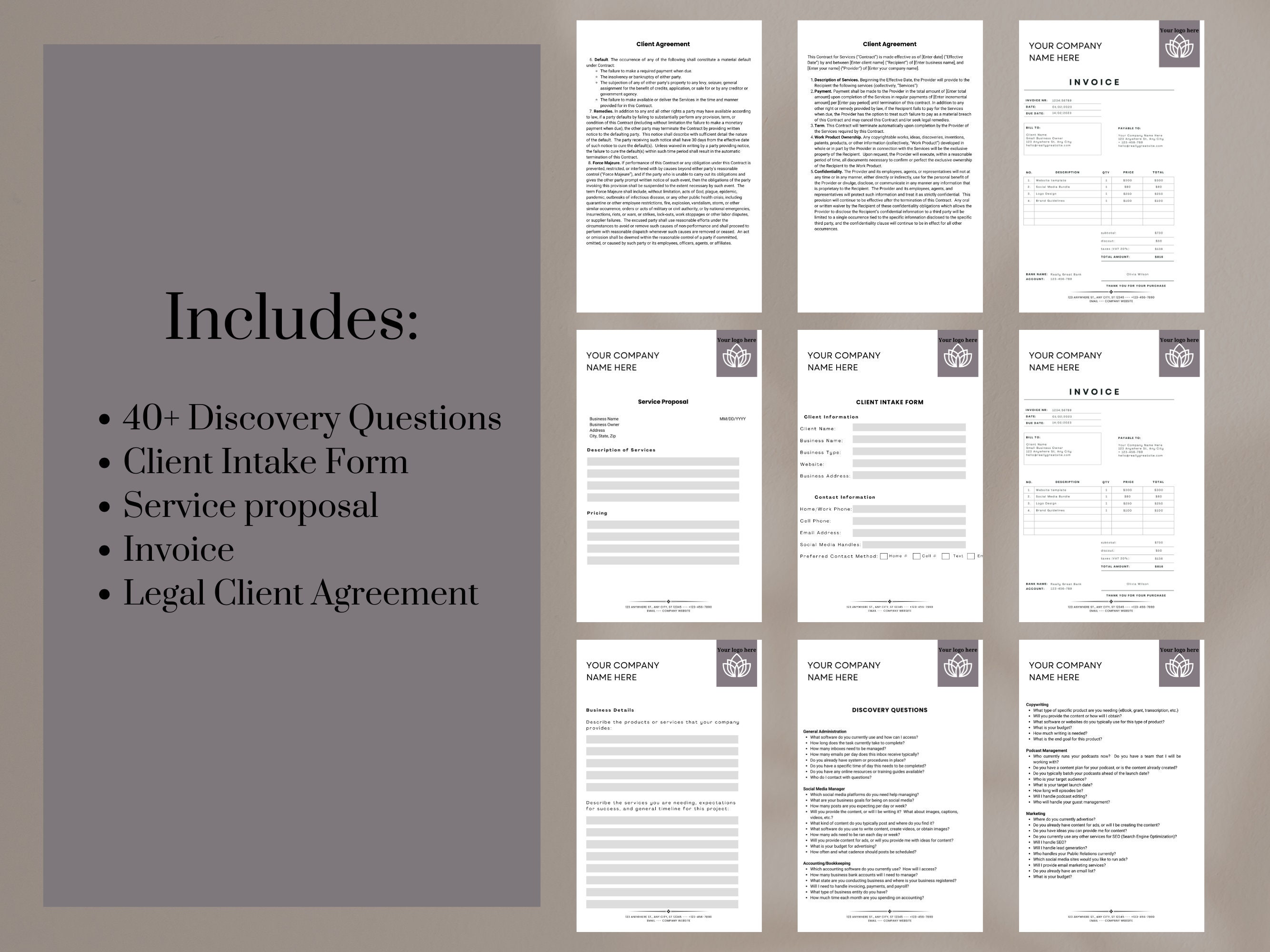 Virtual Assistant Business Documents Bundle | Discovery Questions ...