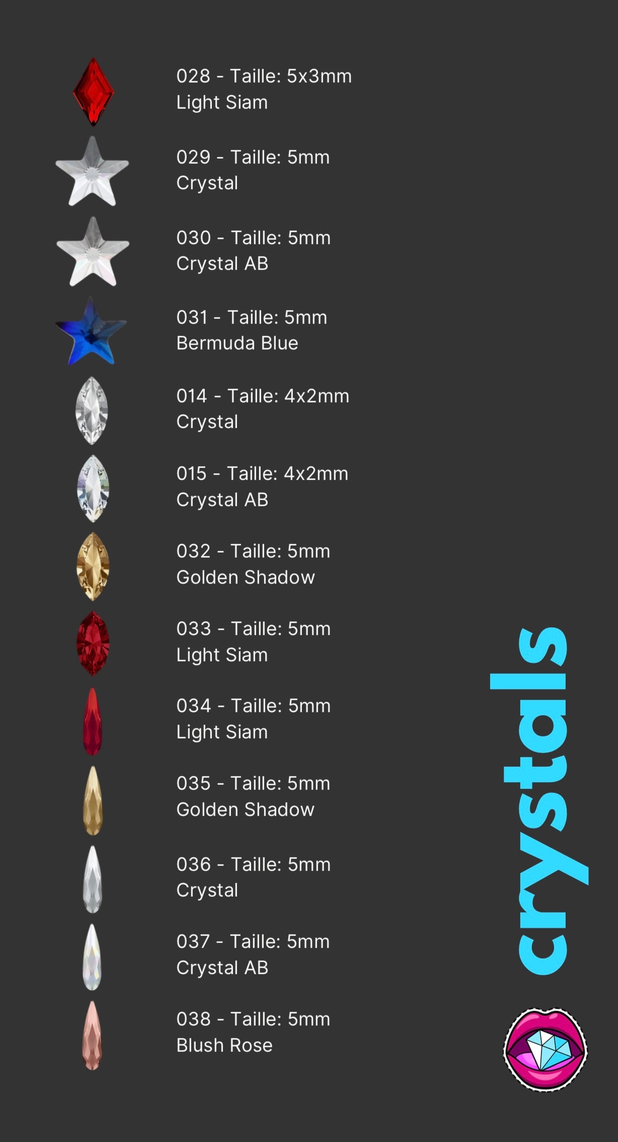 Set 20 Tooth Gems Swarovski With Shapes - Bijoux Strass Dentaires Avec ...