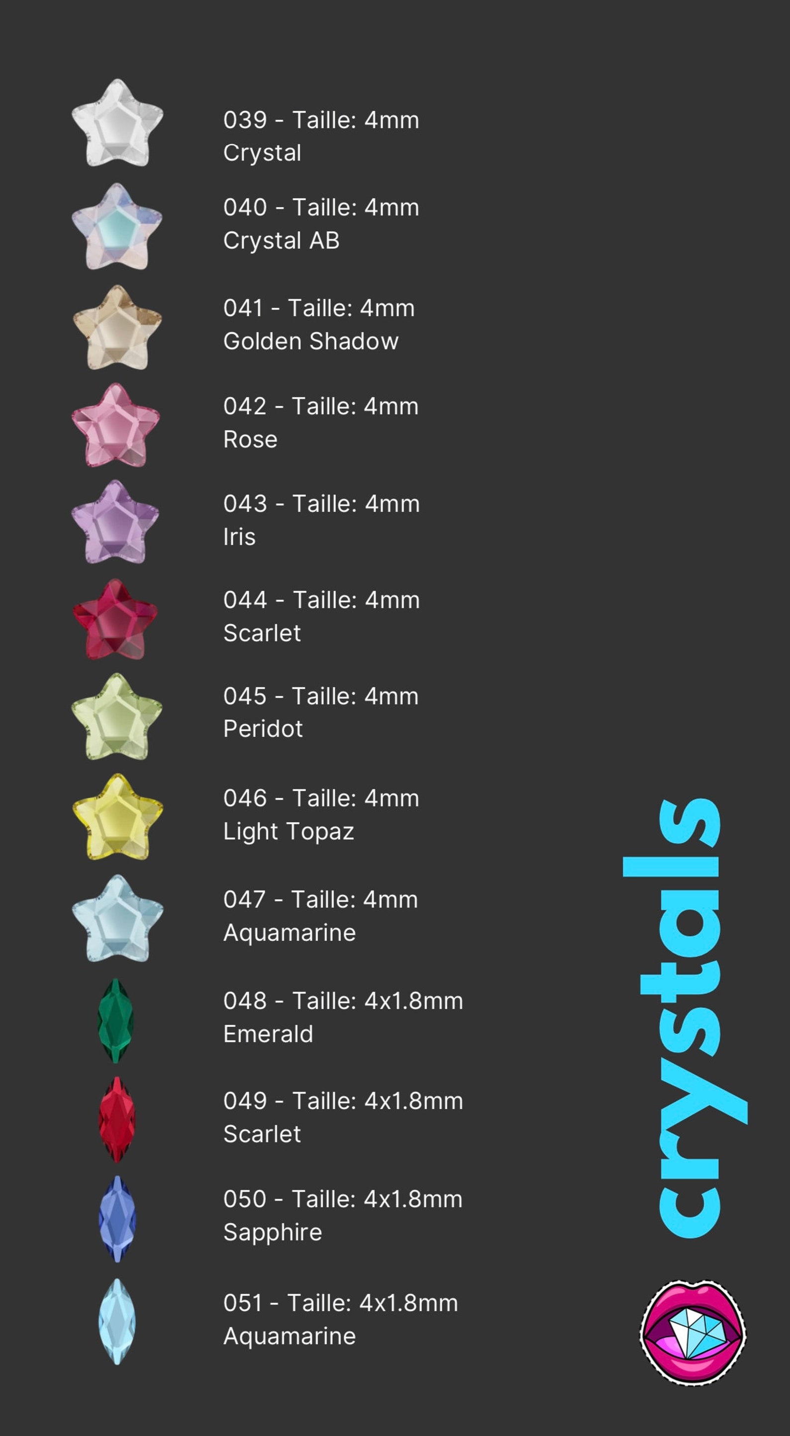 Set 20 Tooth Gems Swarovski With Shapes - Bijoux Strass Dentaires Avec ...