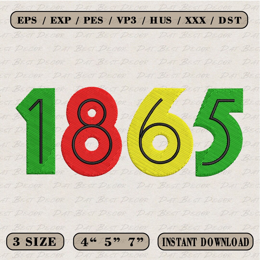 Juneteenth Embroidery Design, 1865 Embroidery Design, Juneteenth ...