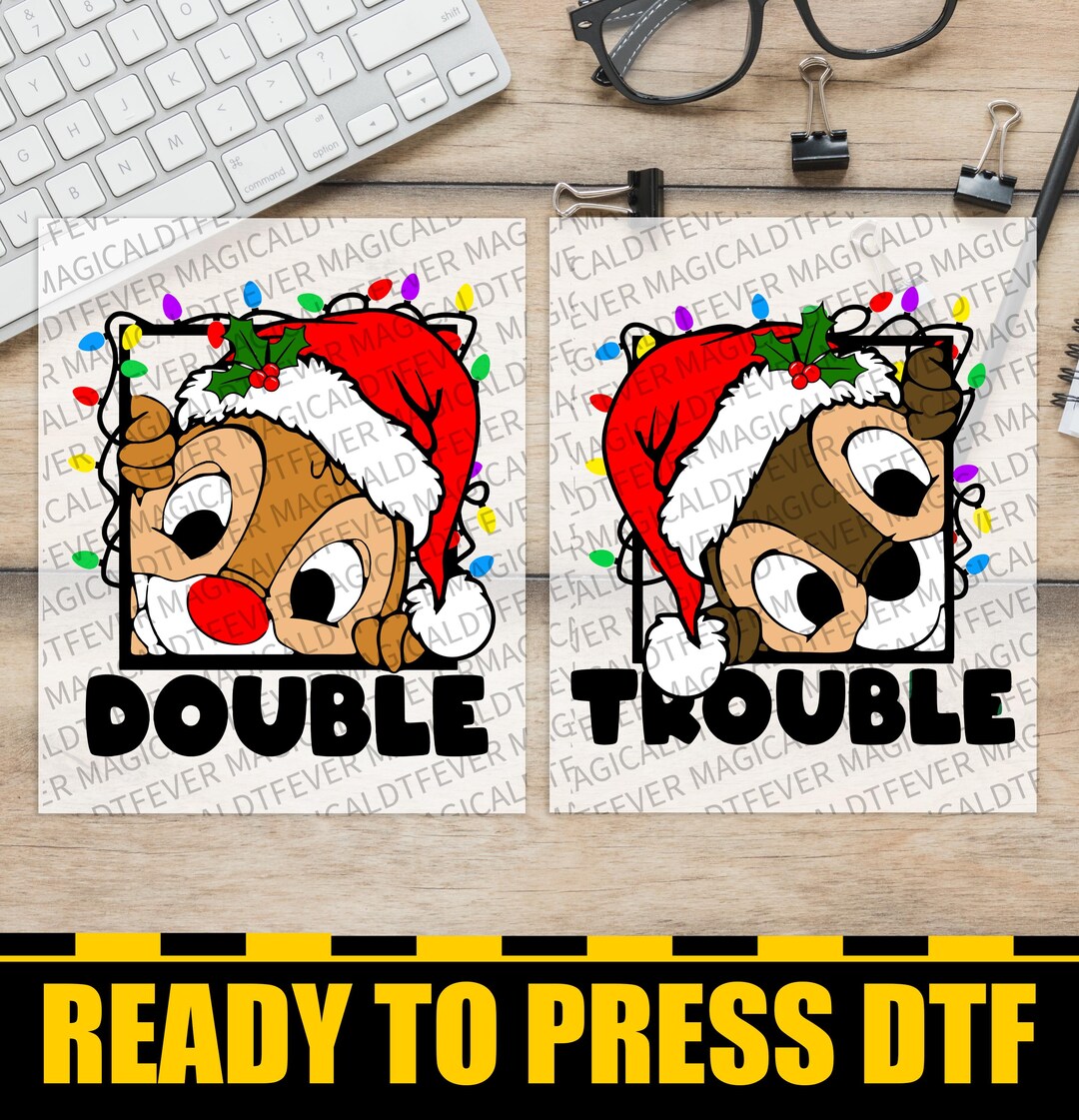Chip & Dale DTF, Double Trouble Disney Christmas DTF Transfer ...