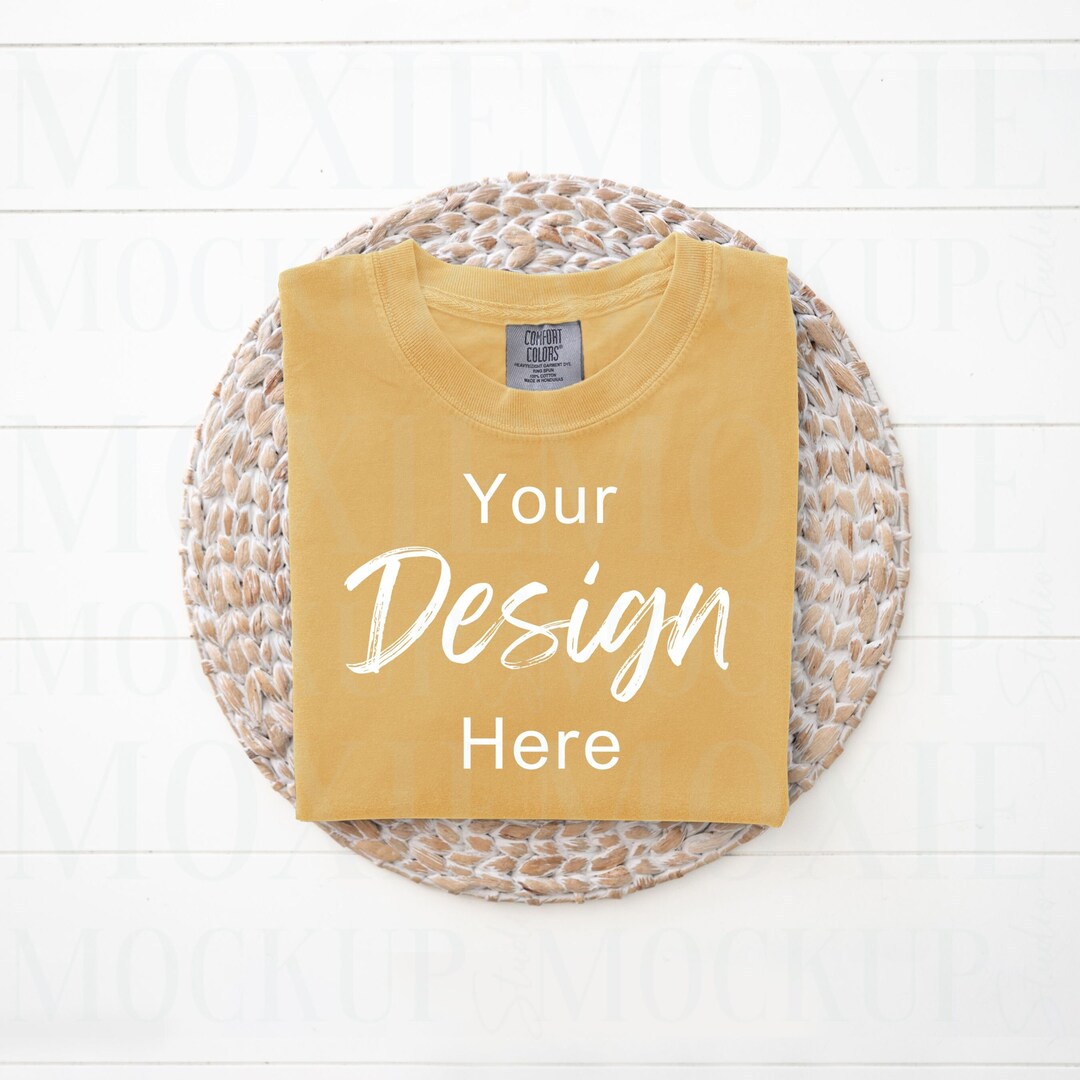 Comfort Colors 1717 Mustard Mockup, Mustard Comfort Colors Mockup ...
