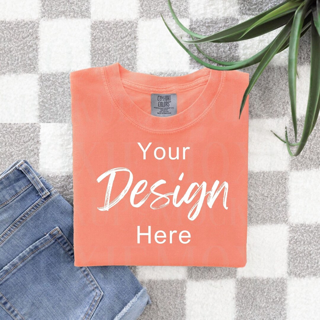 Comfort Colors 1717 Melon Mockup, Melon Comfort Colors Mockup,trendy Layflat,folded Flat Lay ...