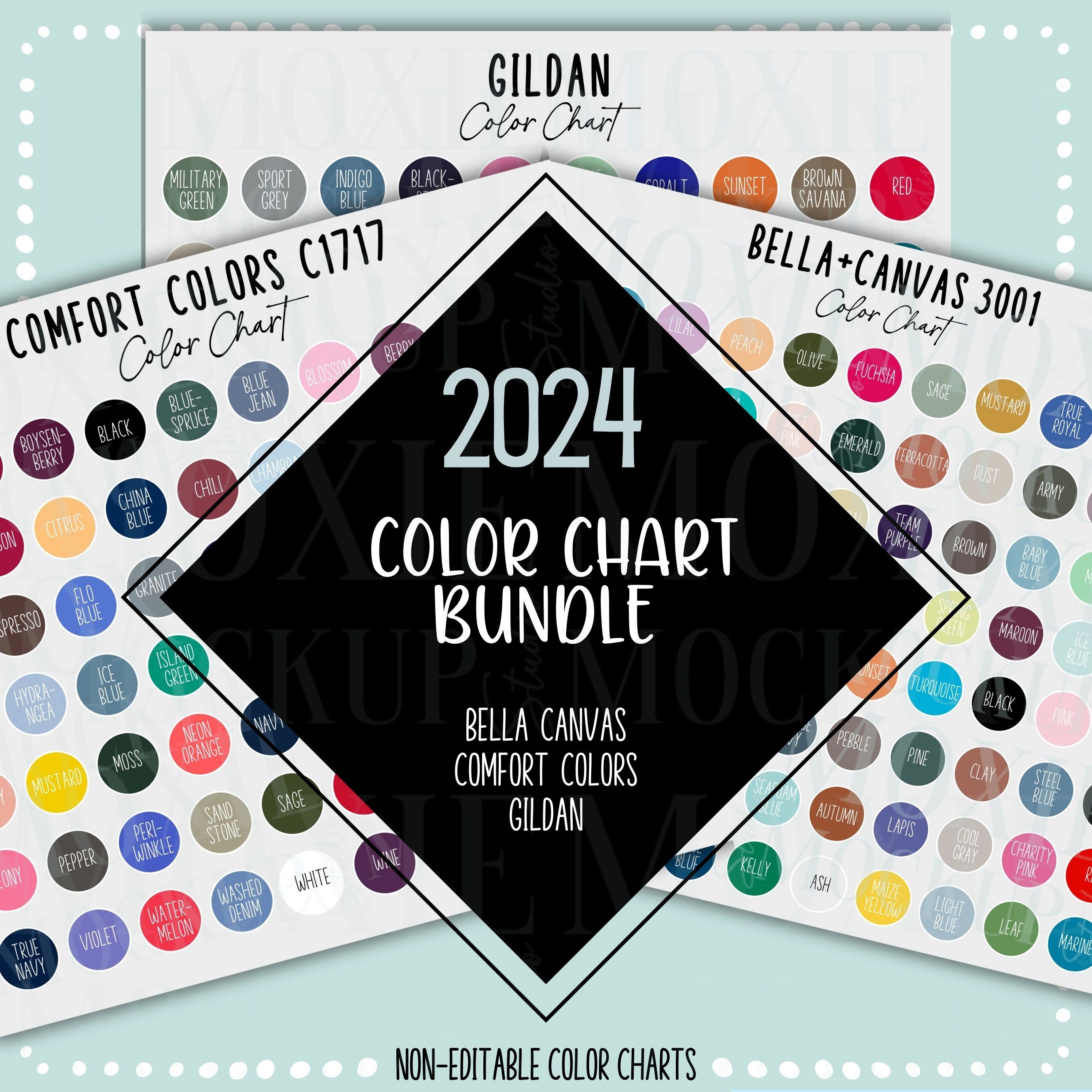 Color Chart Bundle, Current Color Guides, Bella Canvas, Gildan ...