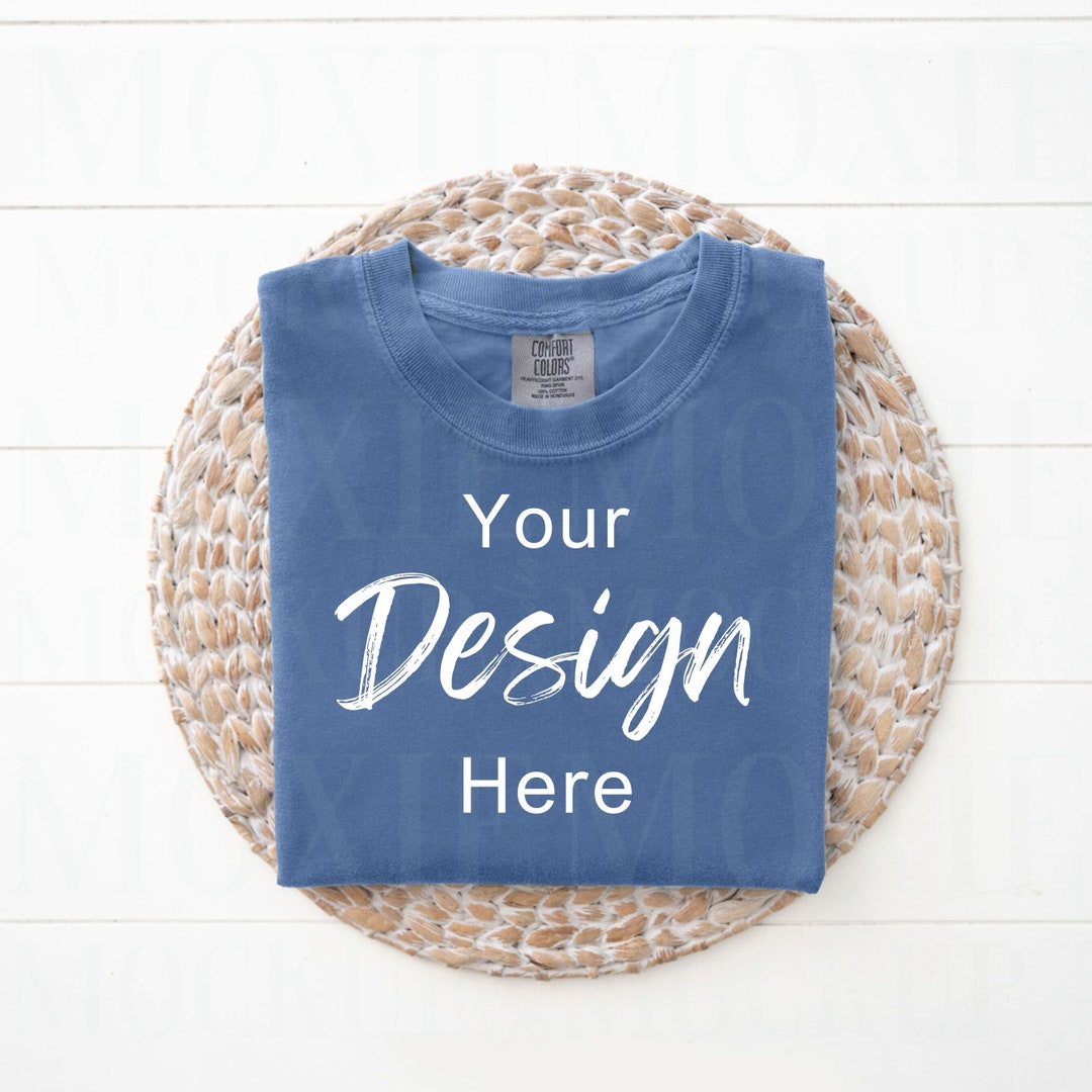 Comfort Color 1717 Washed Denim Mockup,simple Comfort Colors Mockup ...