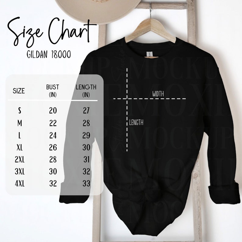 Gildan 18000 Size Chart, 18000 Size Chart, Sweatshirt Size Chart ...